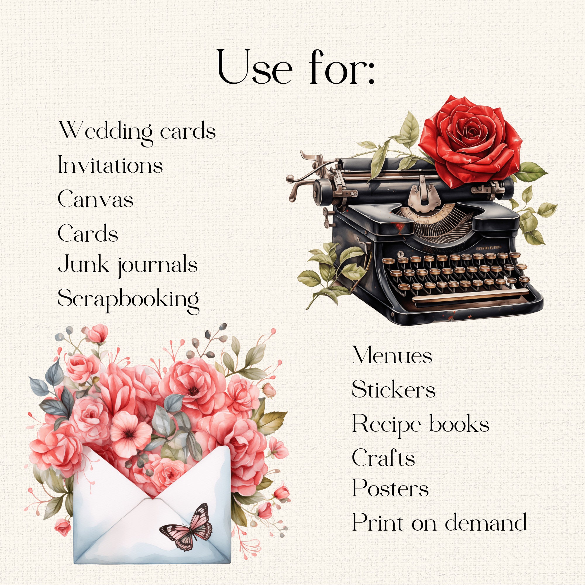 Love Letter Valentine Clipart, Watercolor Valentine's Day Clipart Set ...