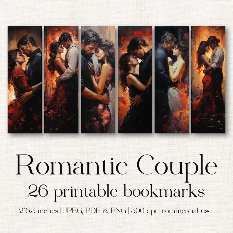 26 Romantic Couple Bookmark Designs, Digital Print Download ...
