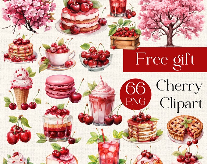 Cherry Watercolor Clipart Cherry Flower Fruit Png Pink Blossom Cherry ...