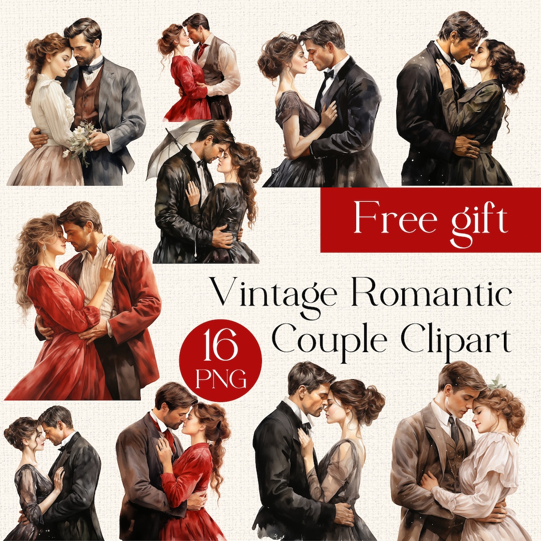 Vintage Couple Watercolor Clipart, Victorian Romance, Valentine Vintage ...