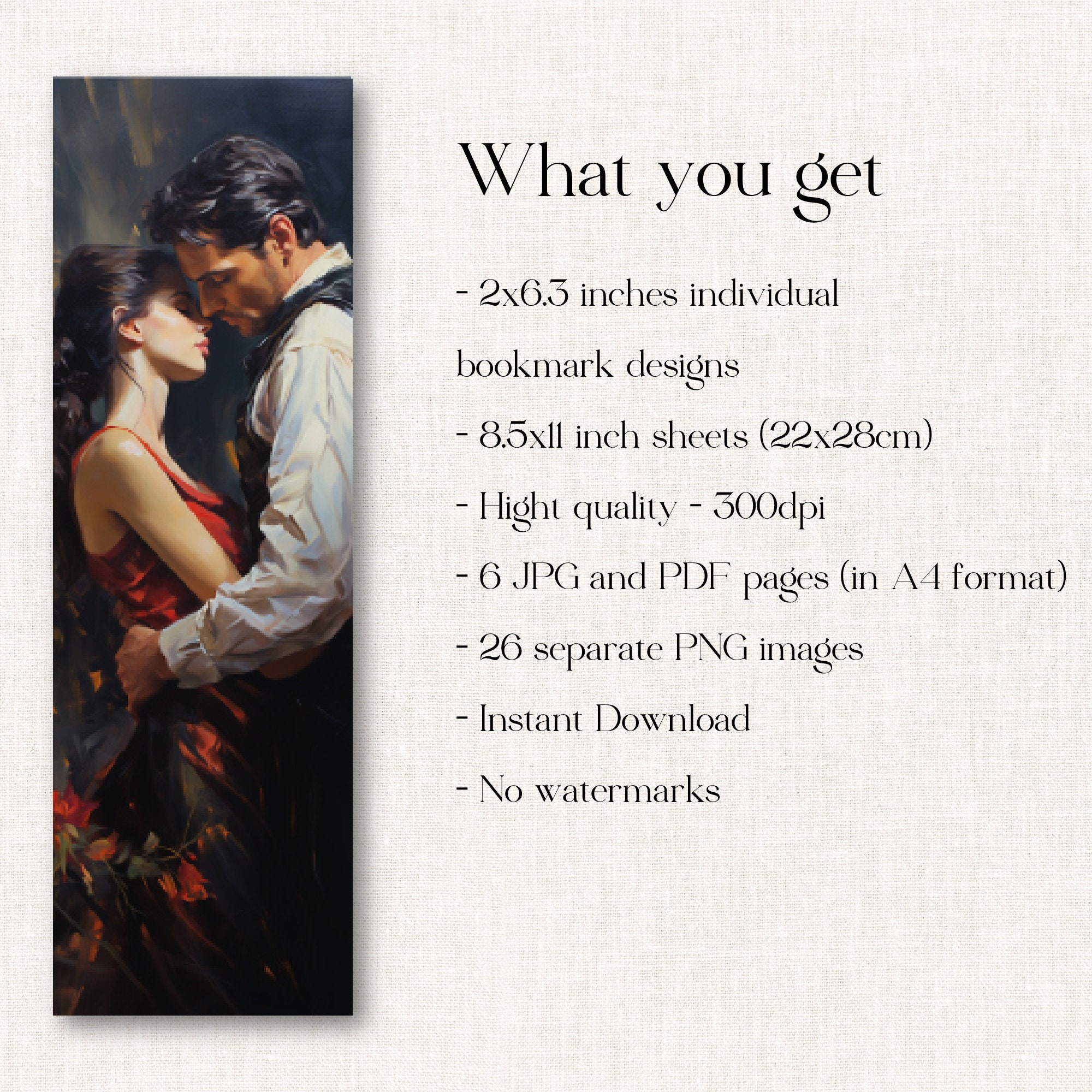 26 Romantic Couple Bookmark Designs, Digital Print Download ...