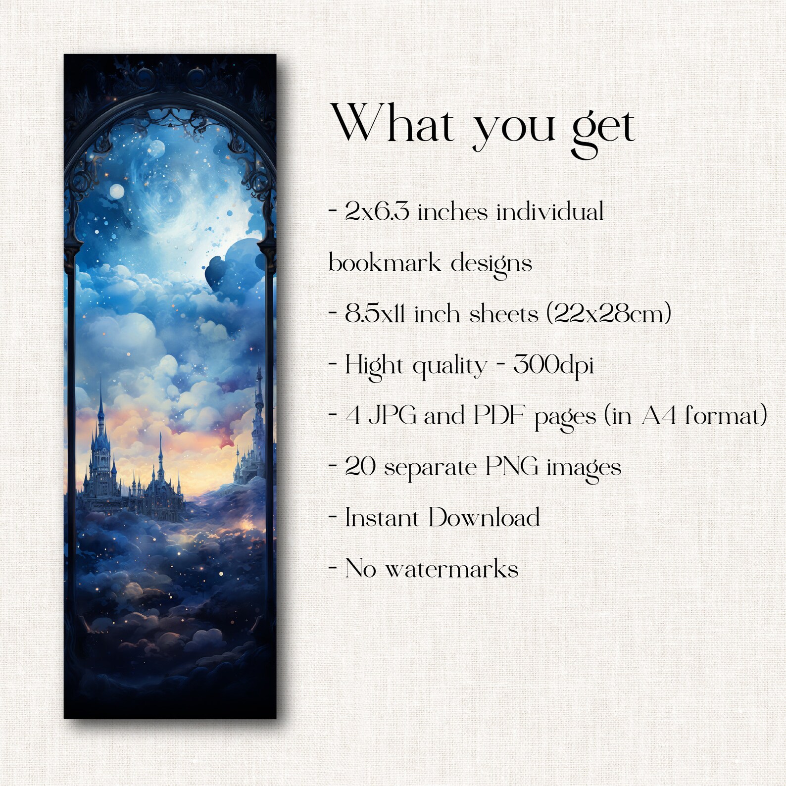 20 Fantasy Windows Printable Bookmark Designs, Digital Print Download ...