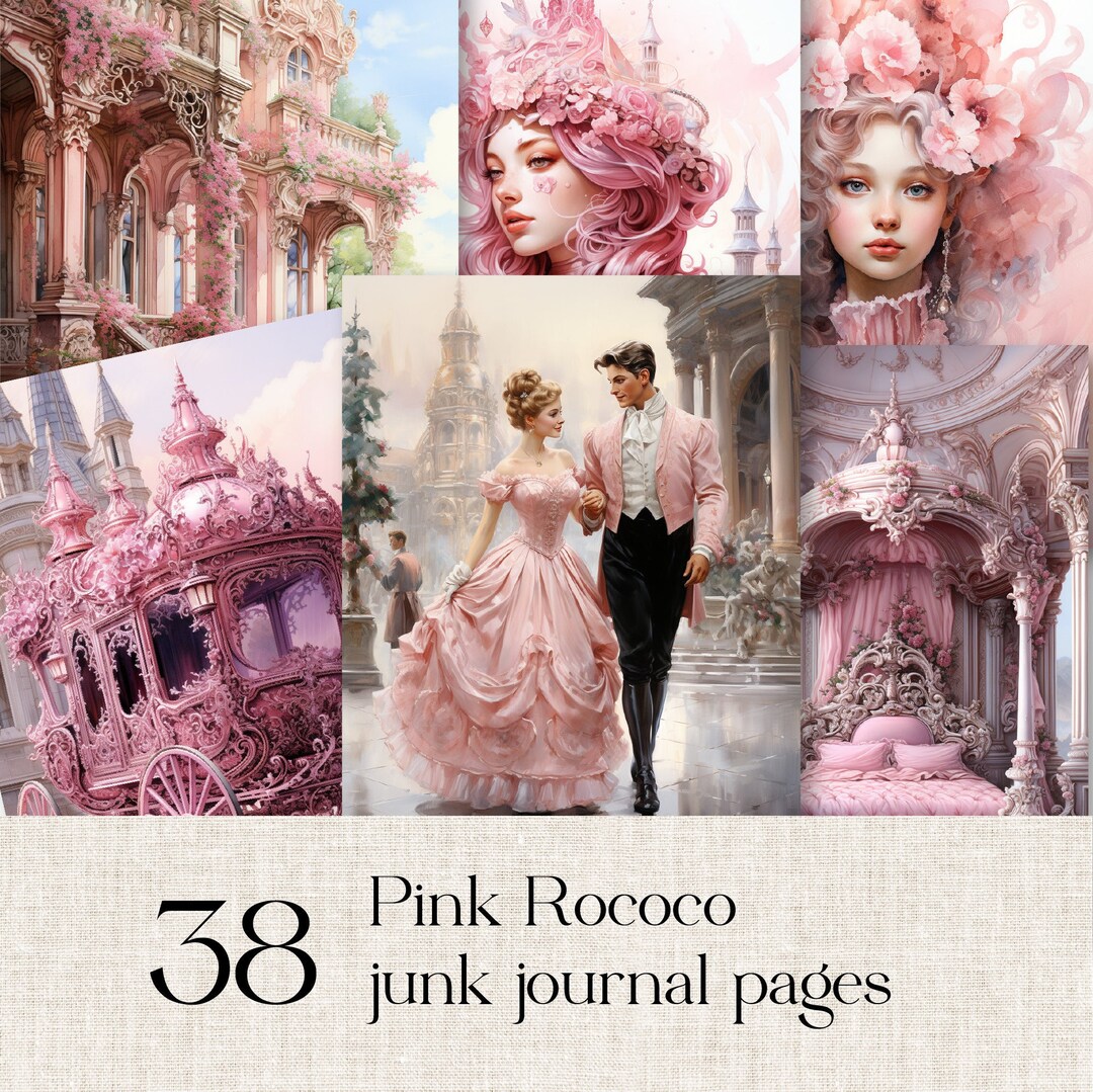 Pink Rococo Junk Journal Pages, Junk Journal Printable Paper, Printable ...