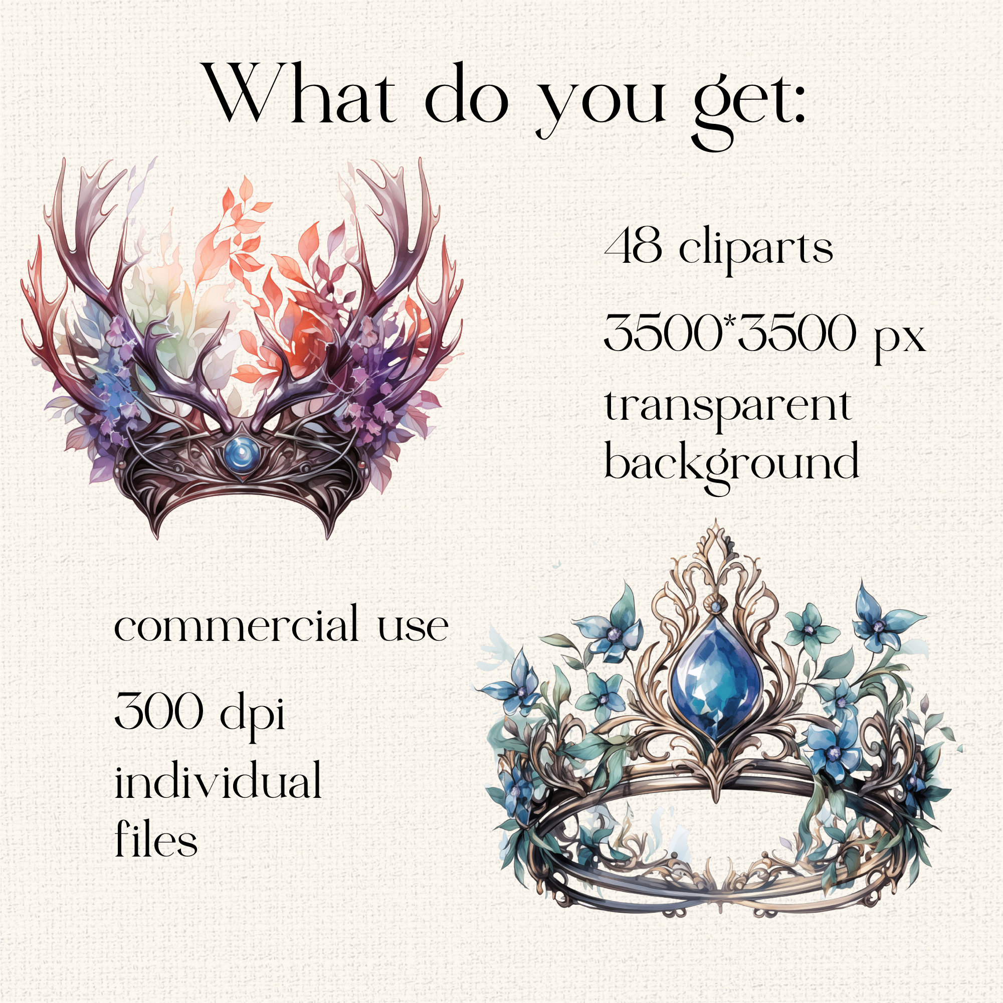 48 Watercolor Fantasy Elven Crowns Clipart, Watercolor Fairy, Fairy PNG ...