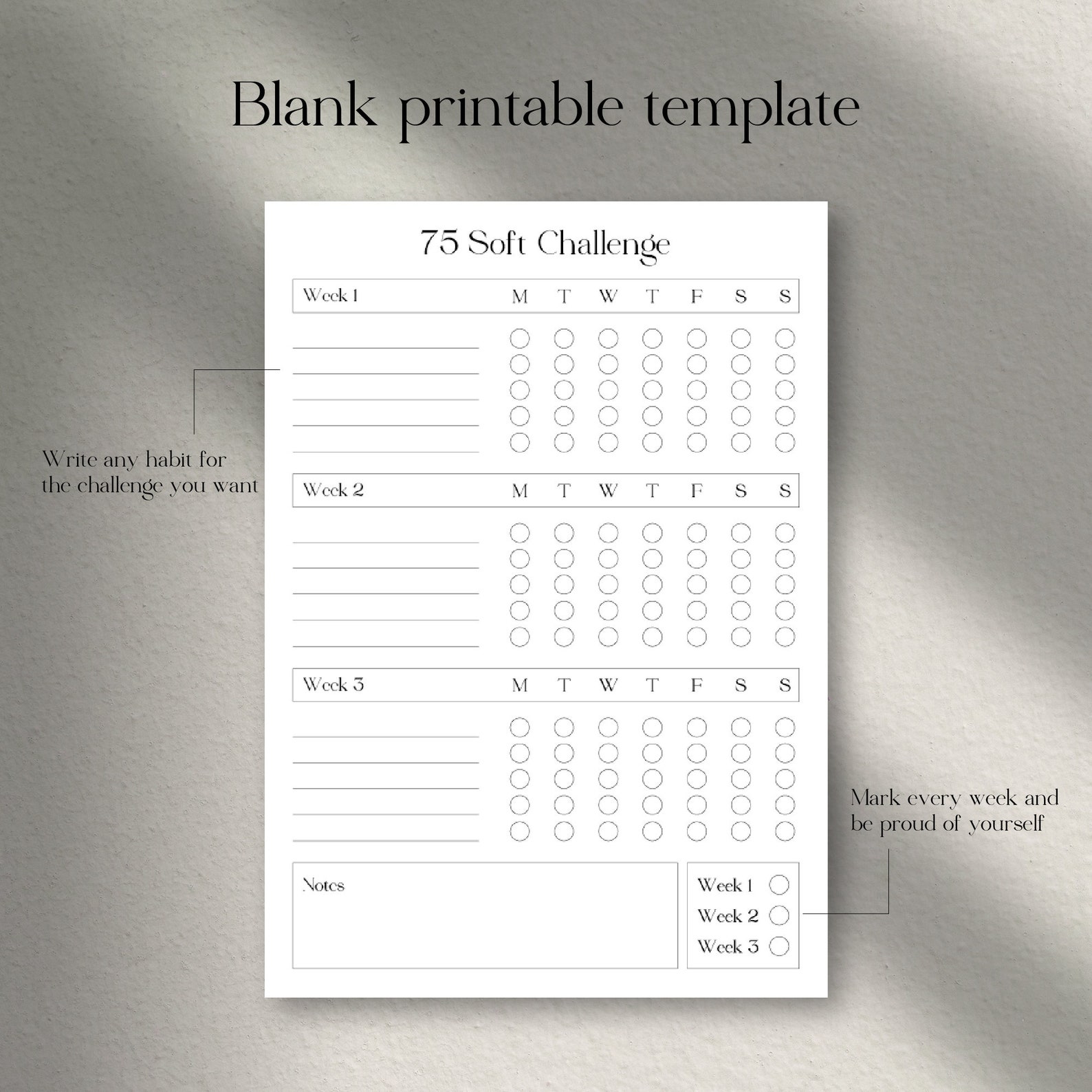 75 Soft Challenge Tracker, 75 Soft Challenge, 75 Day Challenge ...