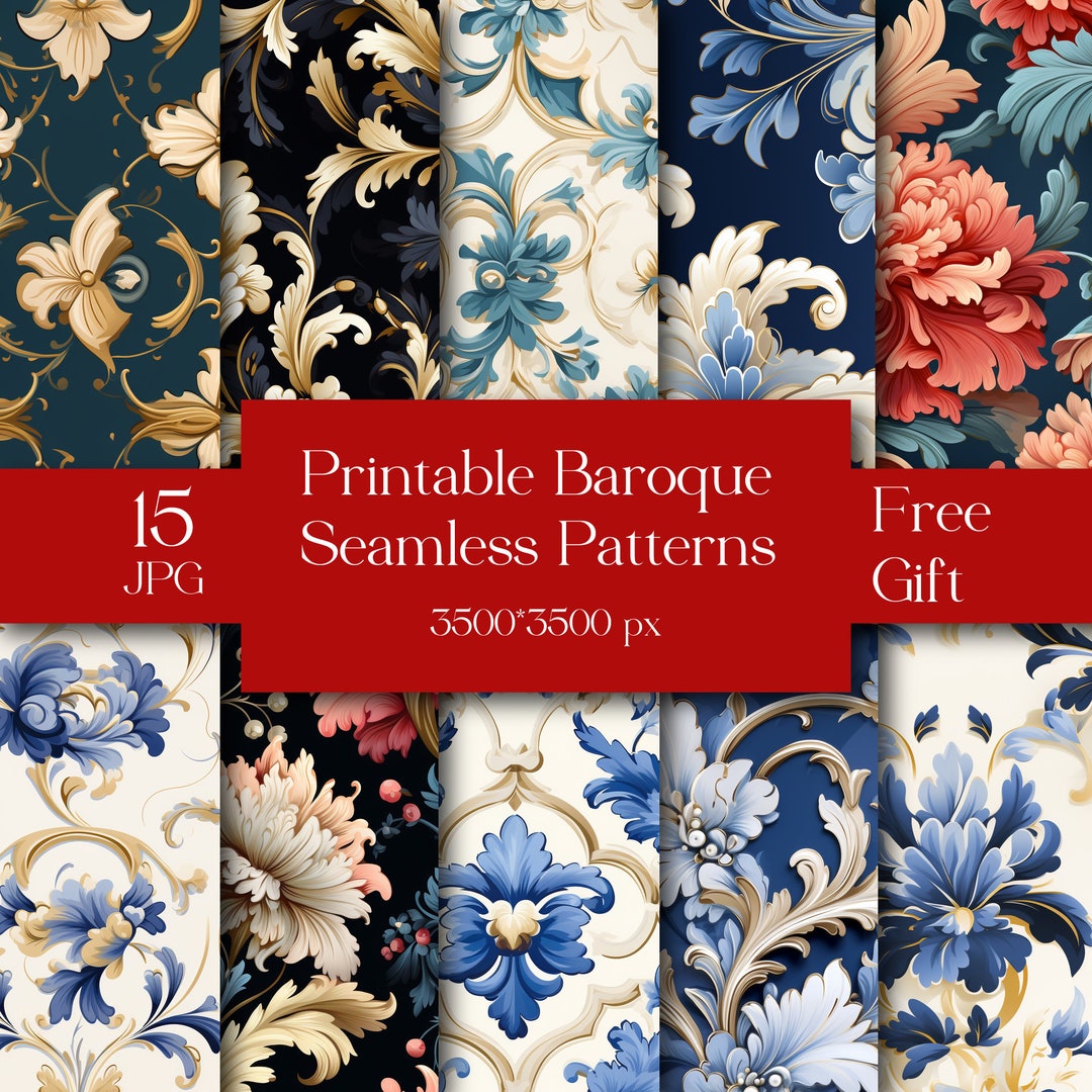 Rococo Palace Digital Paper Wallpaper - 15 Seamless Patterns, Vintage ...