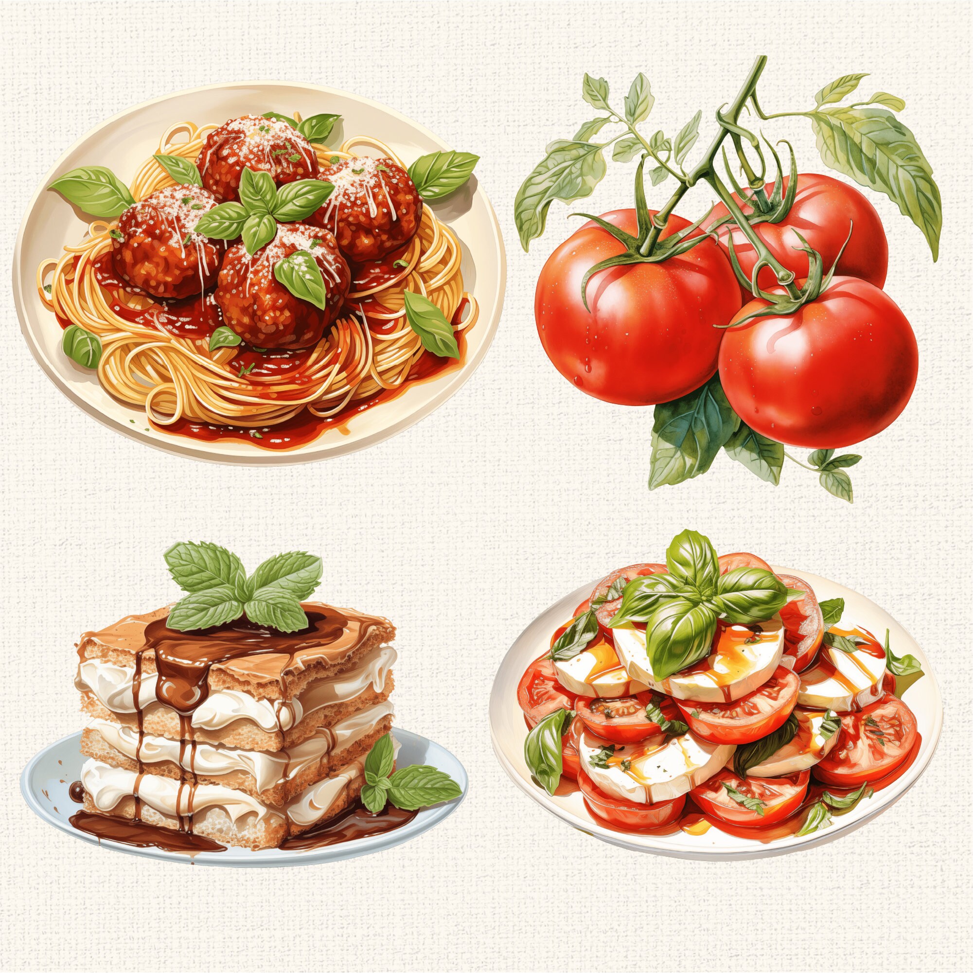 26 Watercolor Italian Food Clipart, Scrapbook, Junk Journal, Italian ...