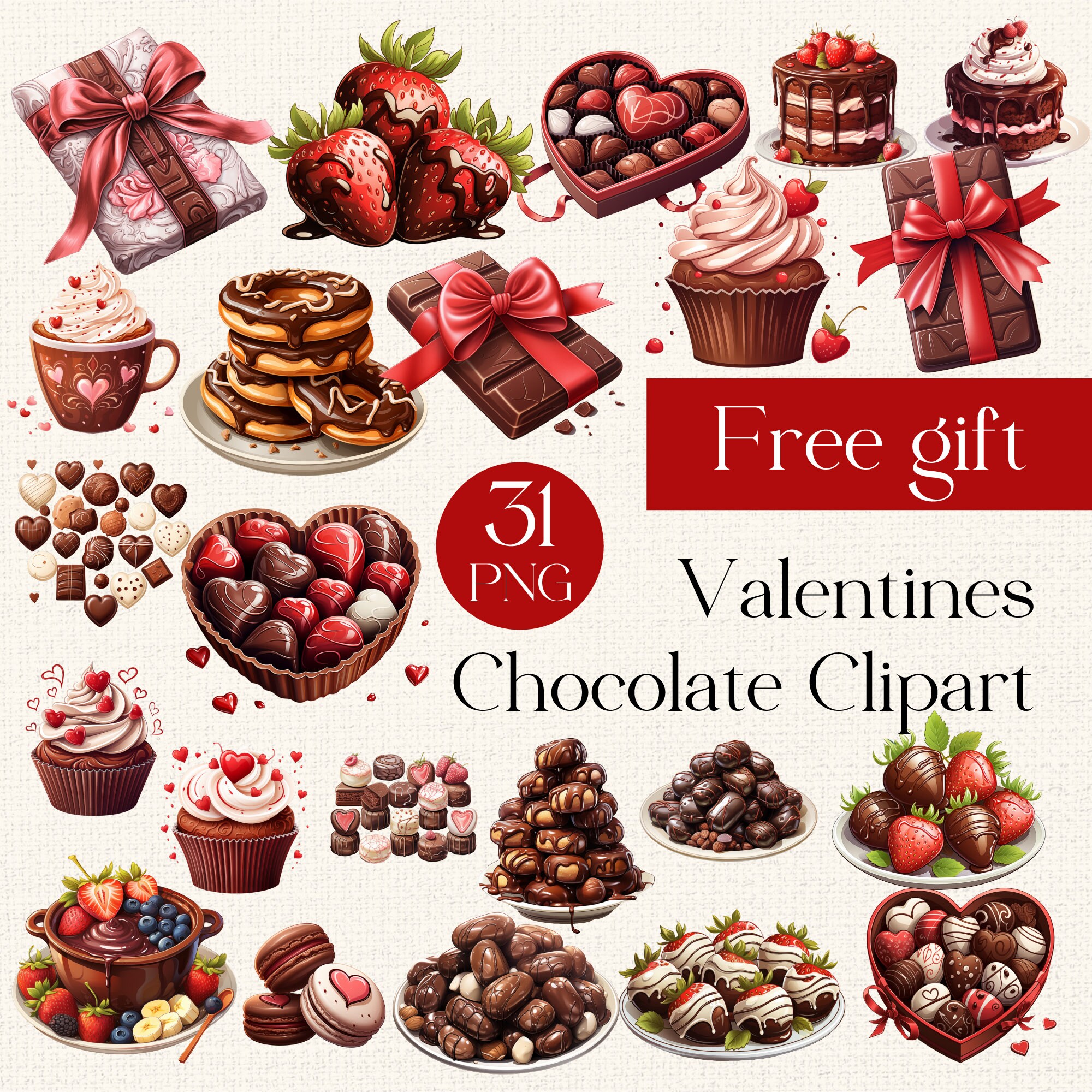 Valentine's Day Chocolate Clipart, Chocolate PNG, Watercolor Clipart ...