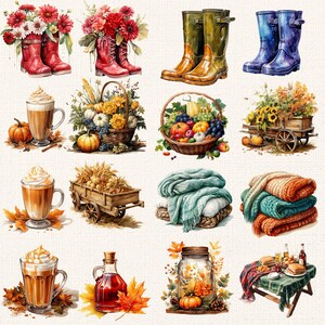 70 Cozy Autumn Clipart Illustrations Set, Autumn Clipart, Fall Clipart ...