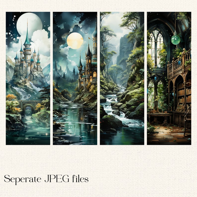 40 Emerald Fantasy Printable Bookmark Designs, Digital Print Download ...