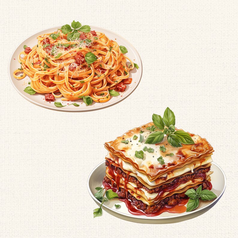 Watercolor Italian Food Clipart, Scrapbook, Junk Journal, Italian Food ...