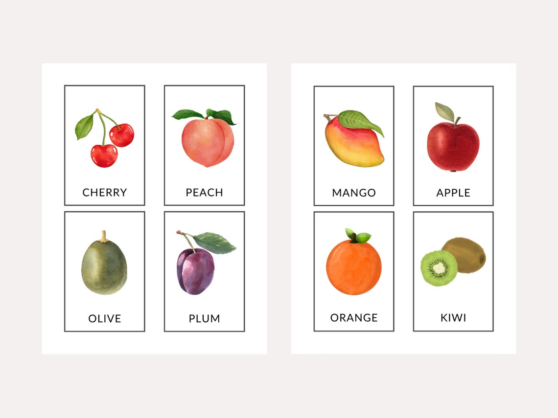 Fruit Flash Cards | Printable Educational Cards | DIGITAL DOWNLOAD - Etsy