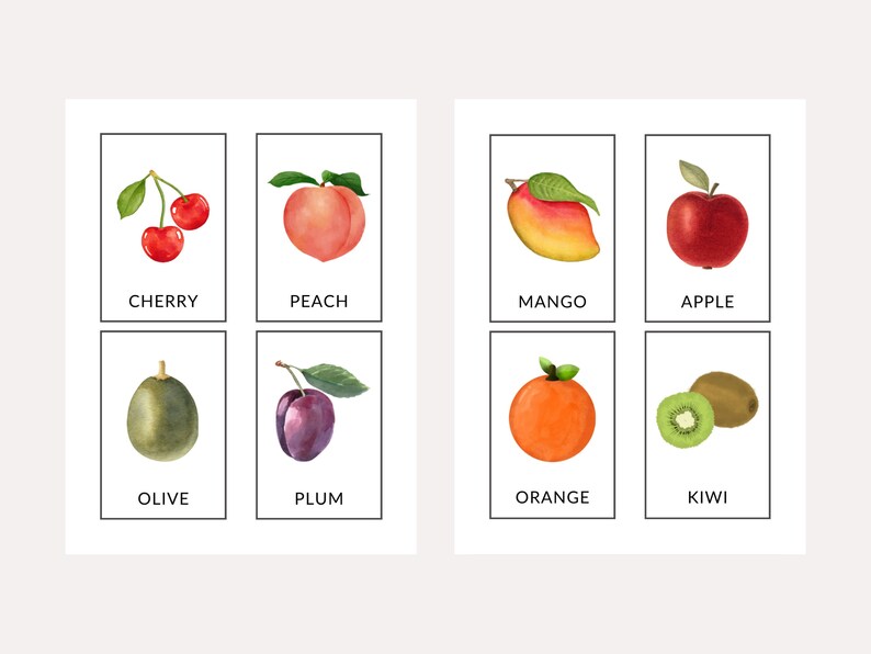 Fruit Flash Cards | Printable Educational Cards | DIGITAL DOWNLOAD - Etsy