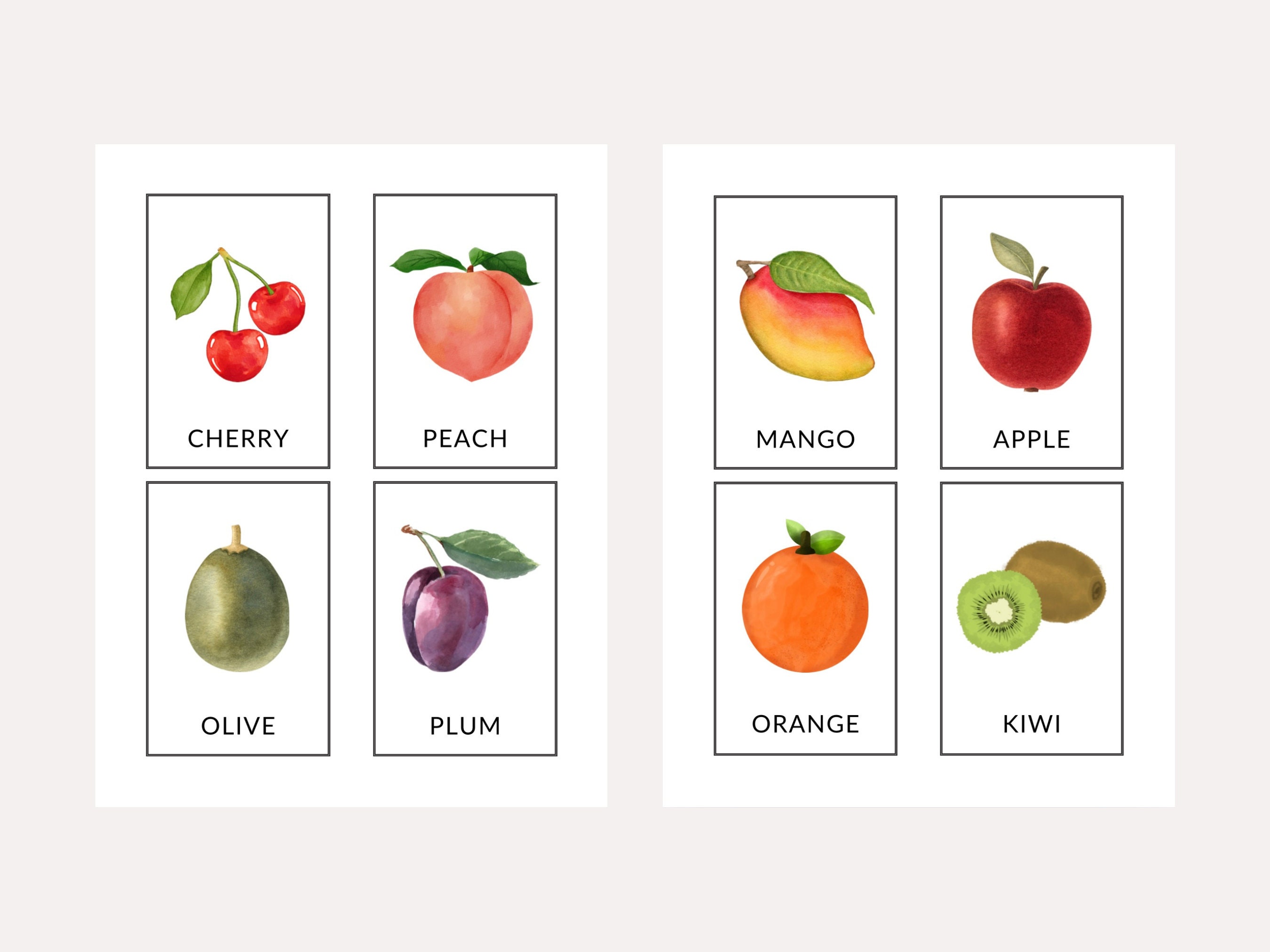 Fruit Flash Cards | Printable Educational Cards | DIGITAL DOWNLOAD - Etsy