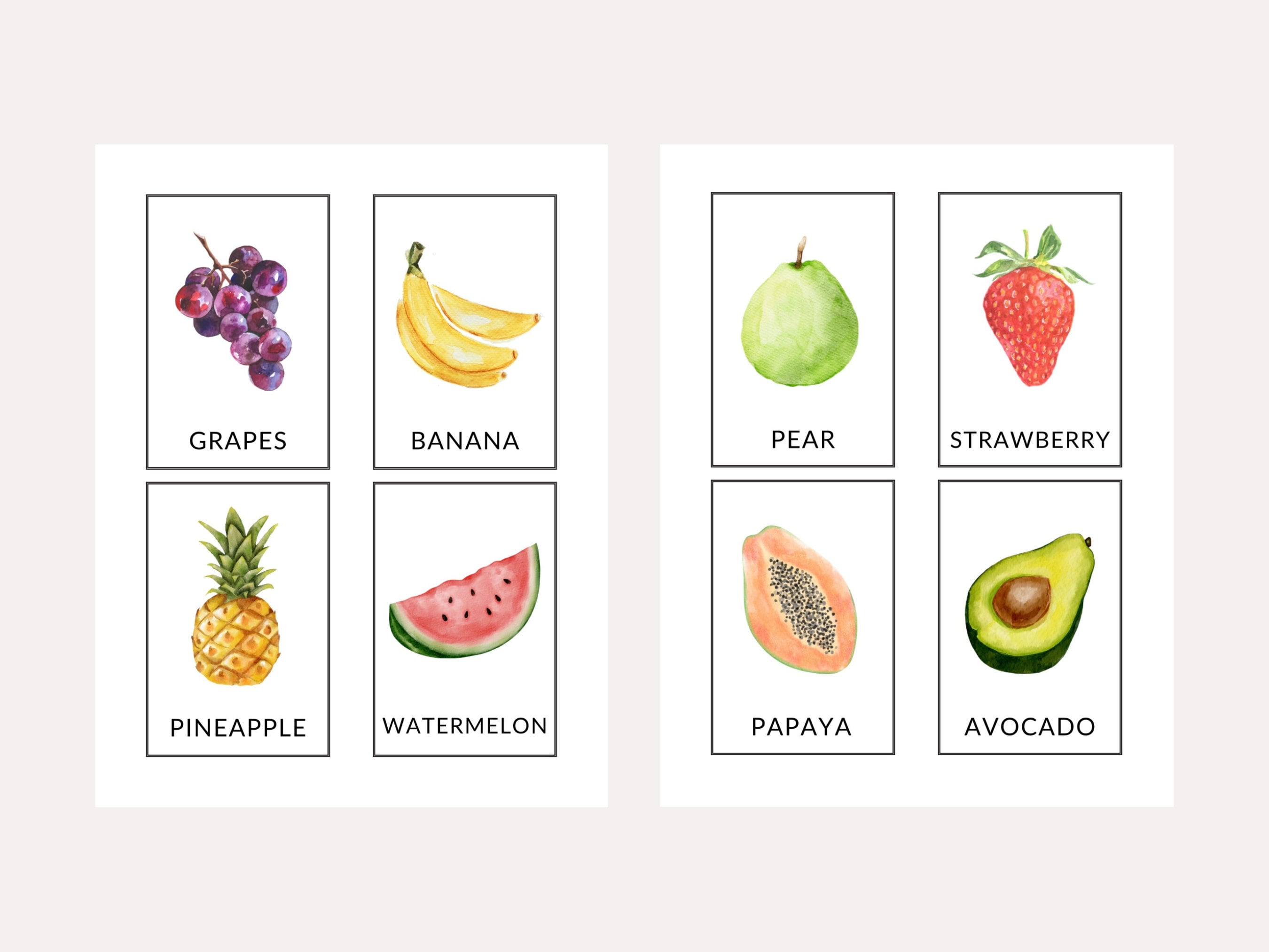 Fruit Flash Cards | Printable Educational Cards | DIGITAL DOWNLOAD - Etsy