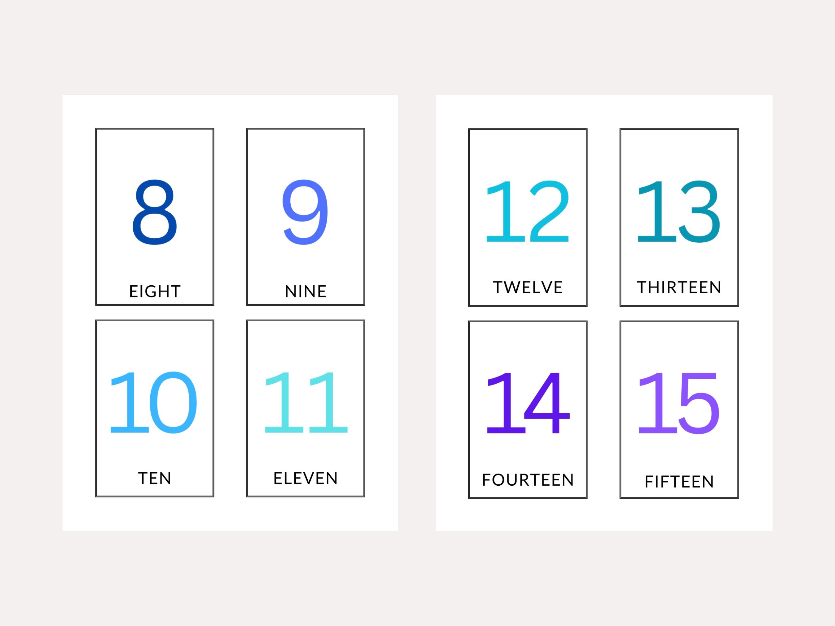 Number Flash Cards | Printable Educational Cards, Montessori Cards, Pre ...