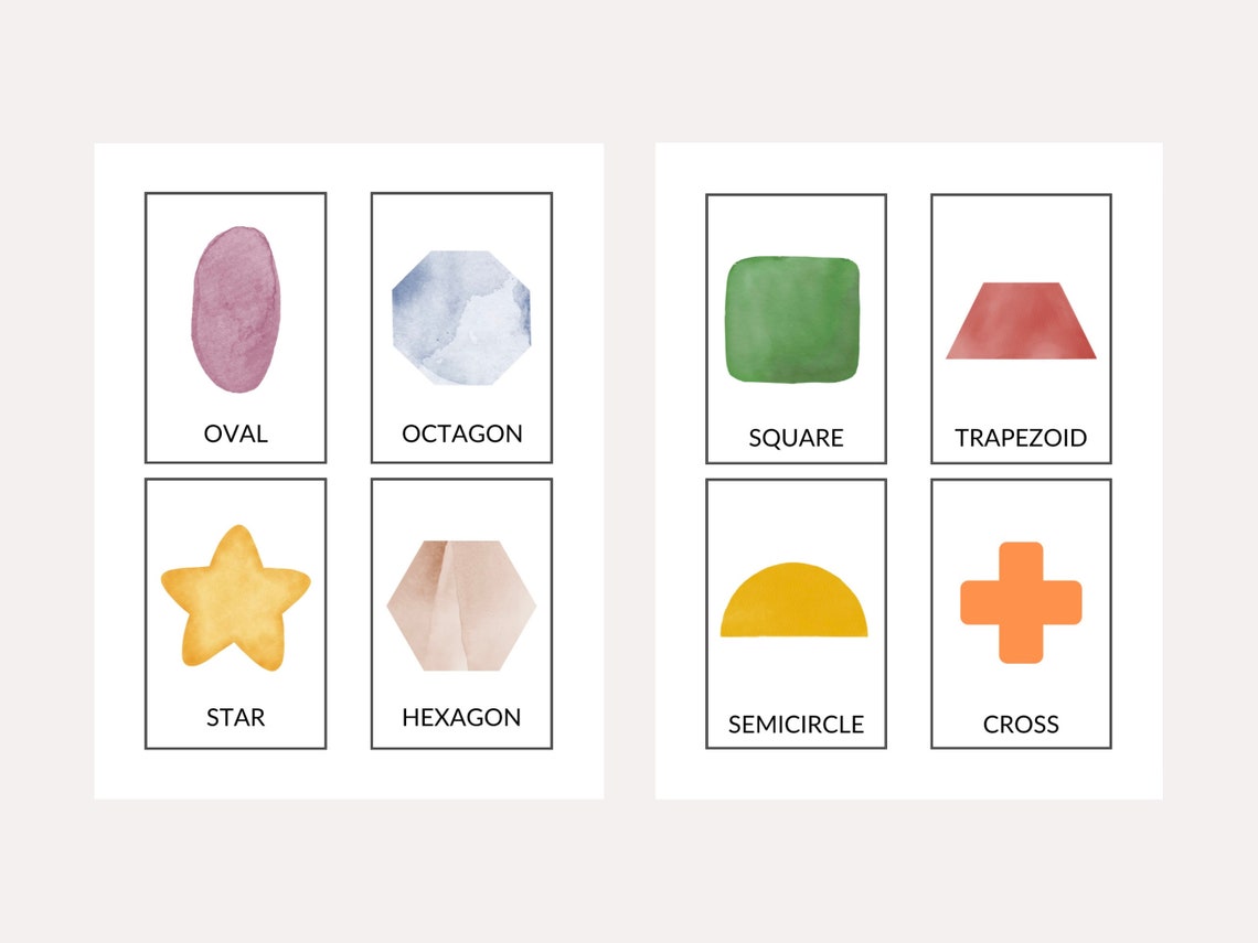 Shapes Flash Cards | Printable Educational Cards, Montessori Cards, Pre ...