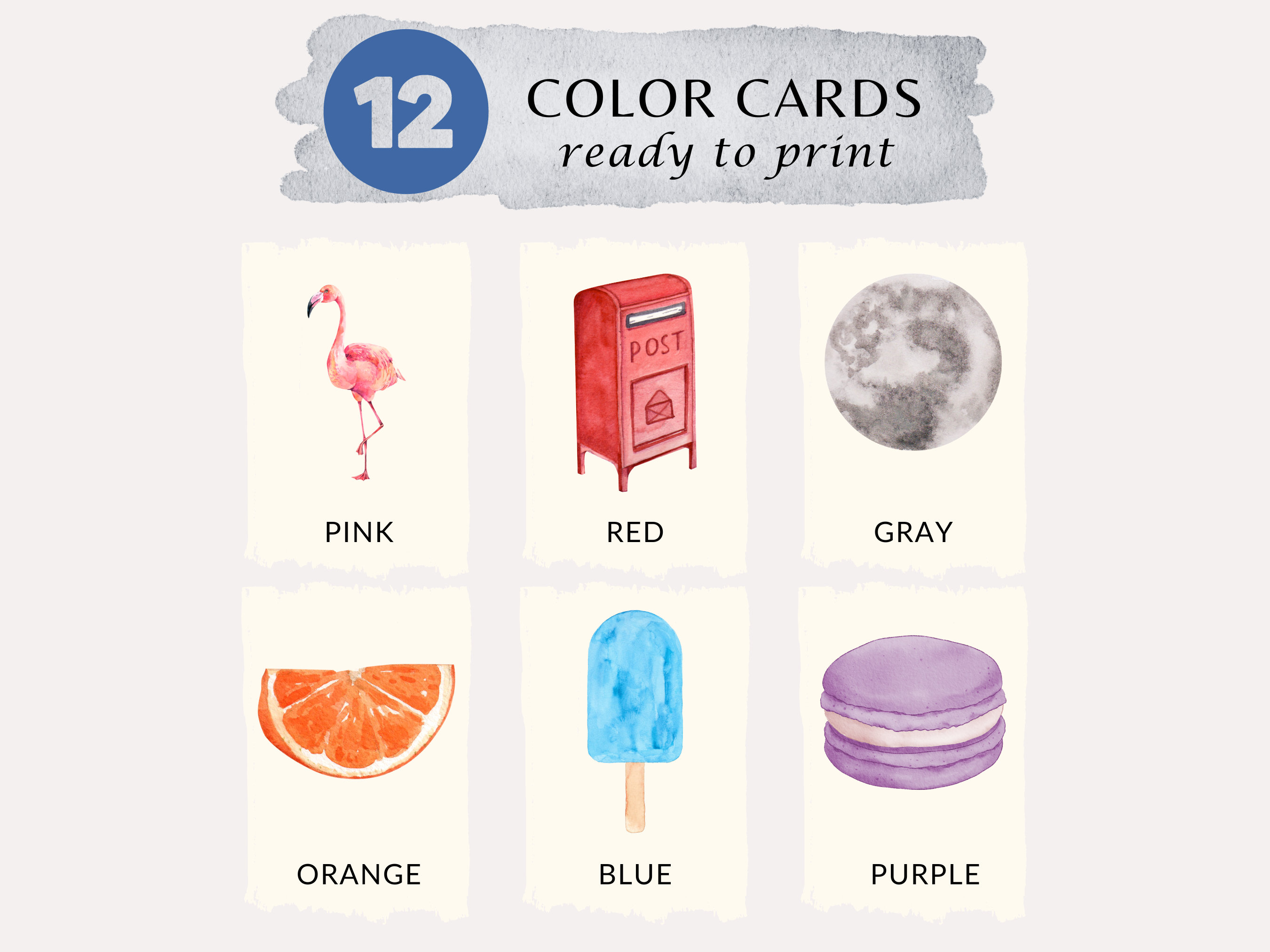Color Flash Cards Printable Educational Cards, Montessori Cards, Pre ...