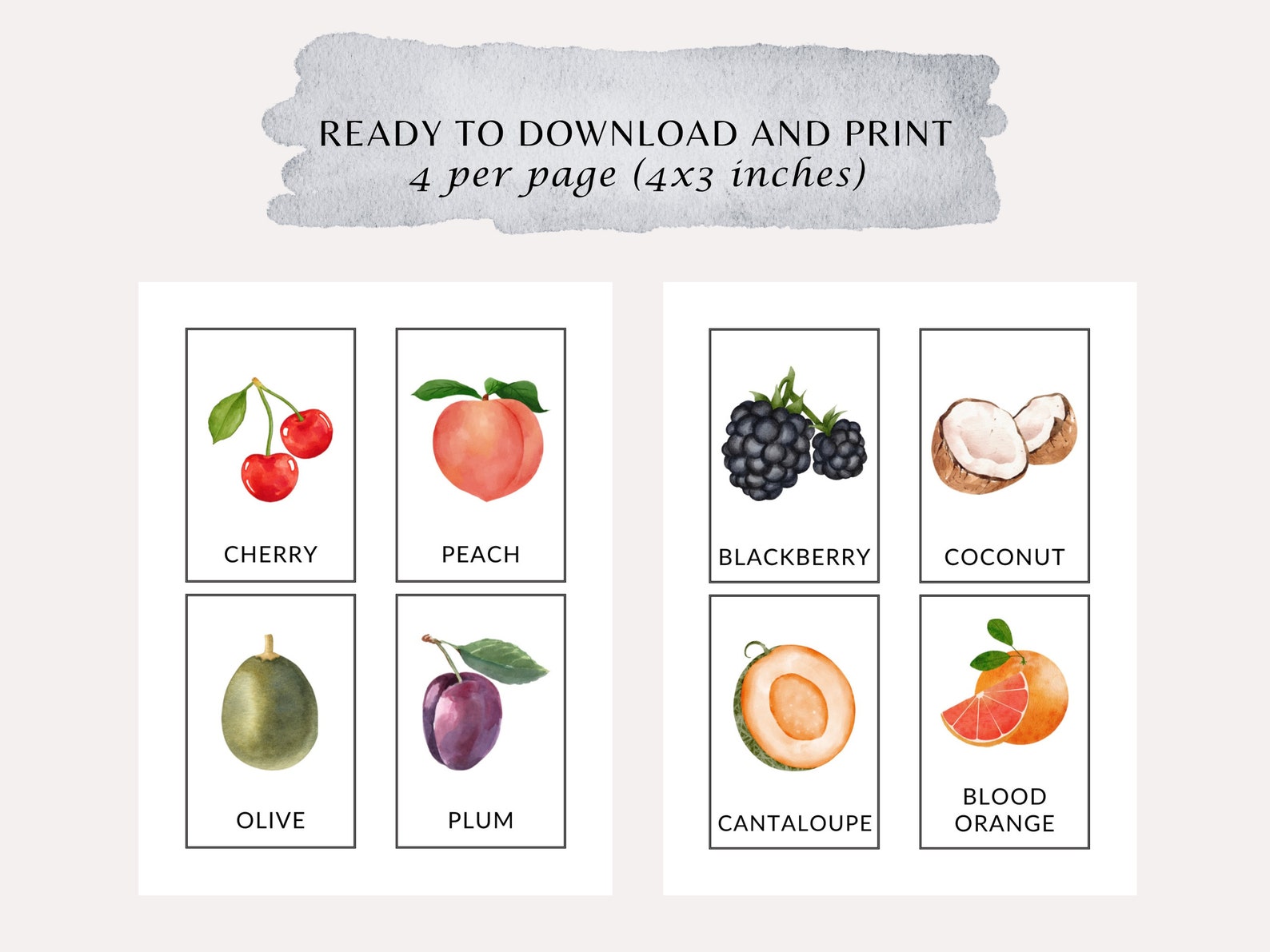Fruit Flash Cards | Printable Educational Cards | DIGITAL DOWNLOAD - Etsy