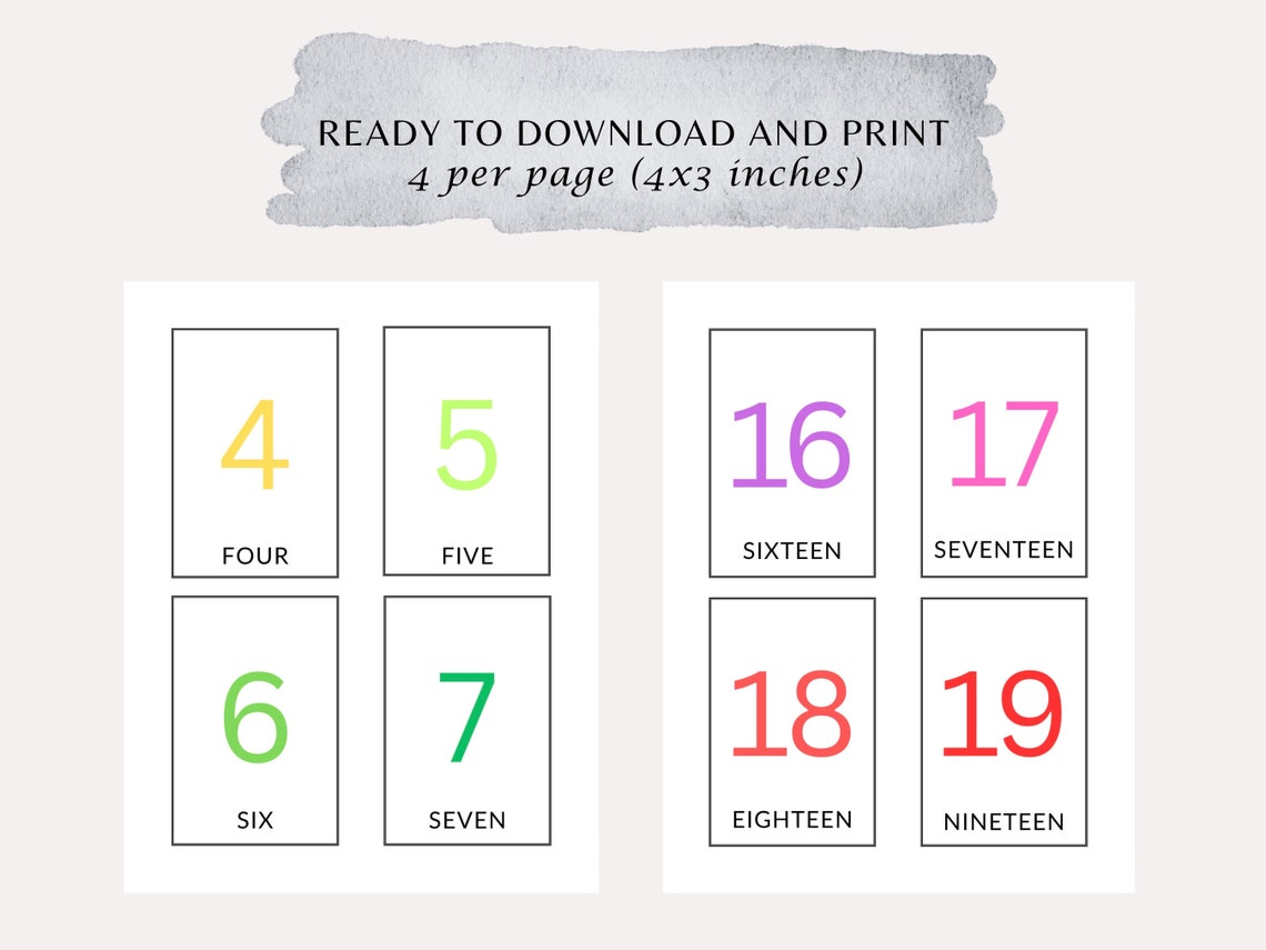 Number Flash Cards | Printable Educational Cards, Montessori Cards, Pre ...