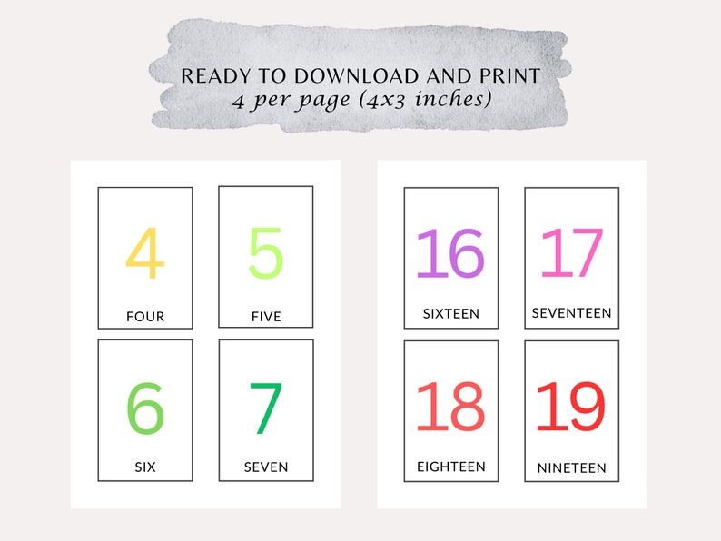 Number Flash Cards | Printable Educational Cards, Montessori Cards, Pre ...