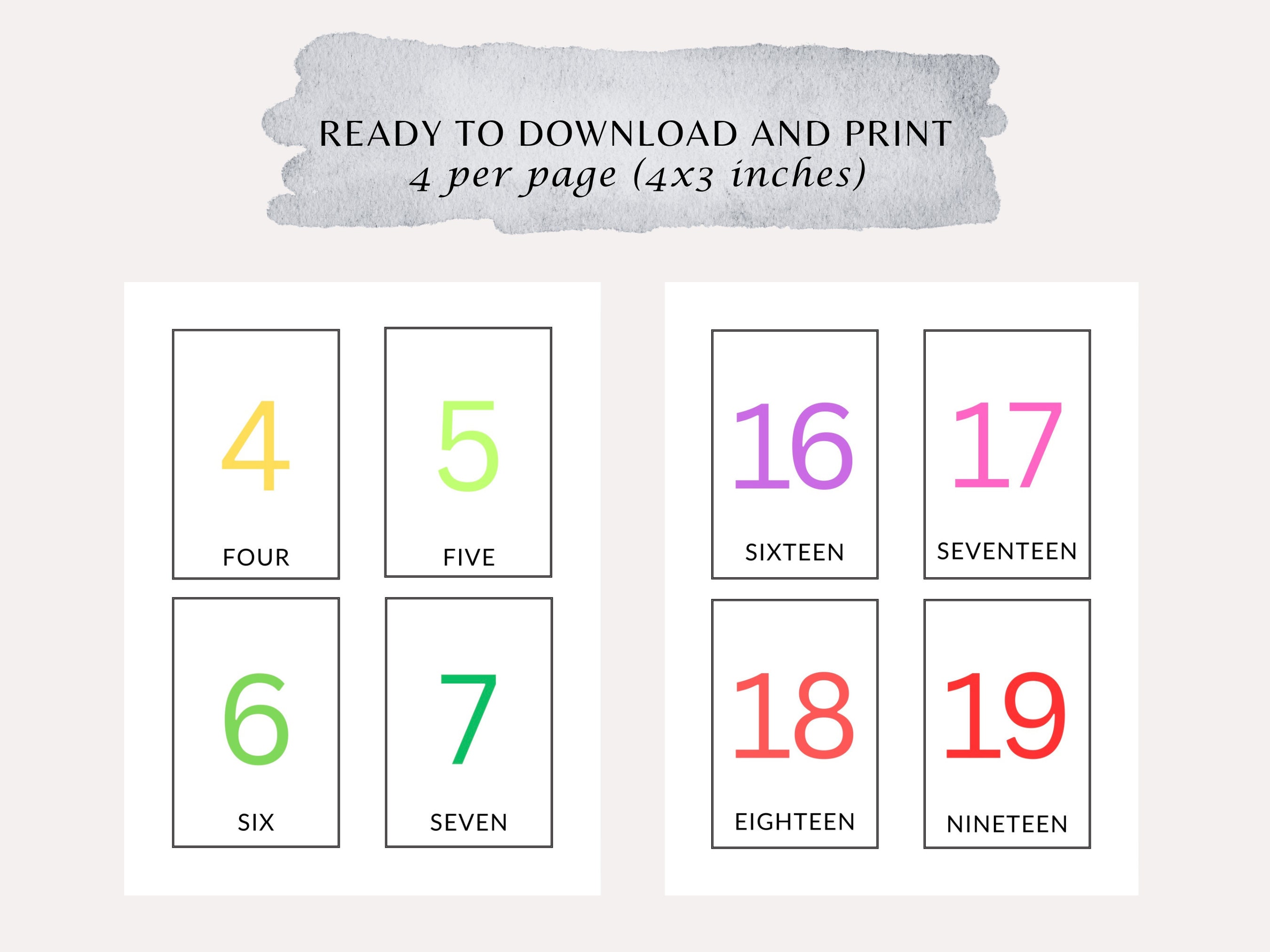 Number Flash Cards | Printable Educational Cards, Montessori Cards, Pre ...