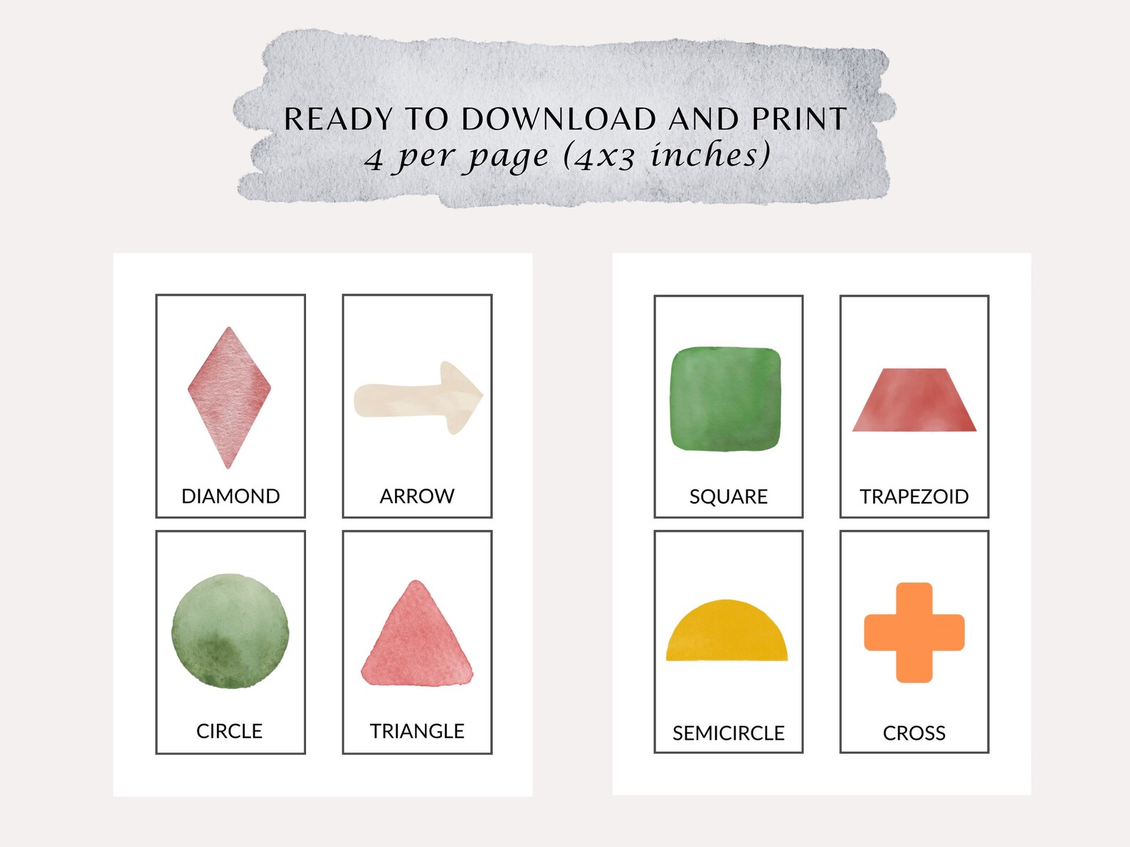 Shapes Flash Cards | Printable Educational Cards | DIGITAL DOWNLOAD - Etsy