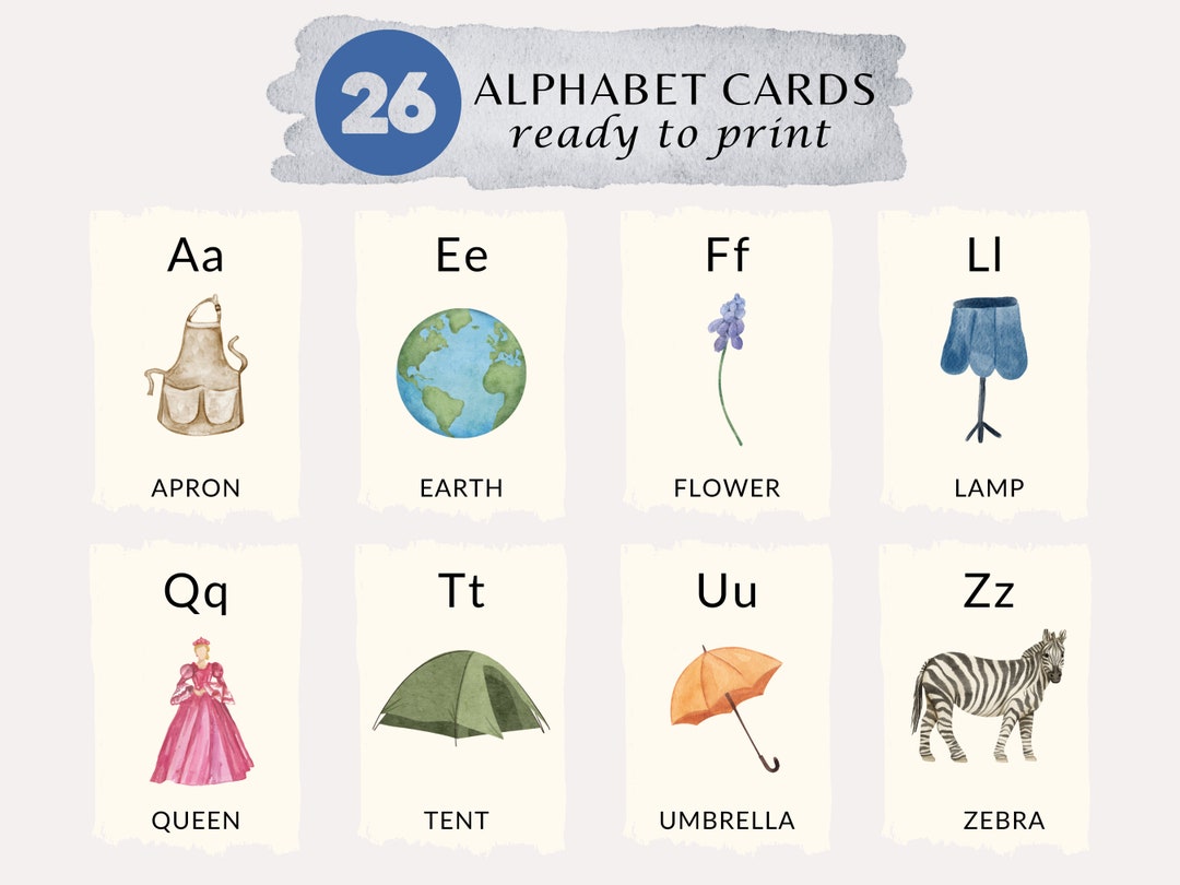 Alphabet Flash Cards | Printable Educational Cards, Montessori Cards ...