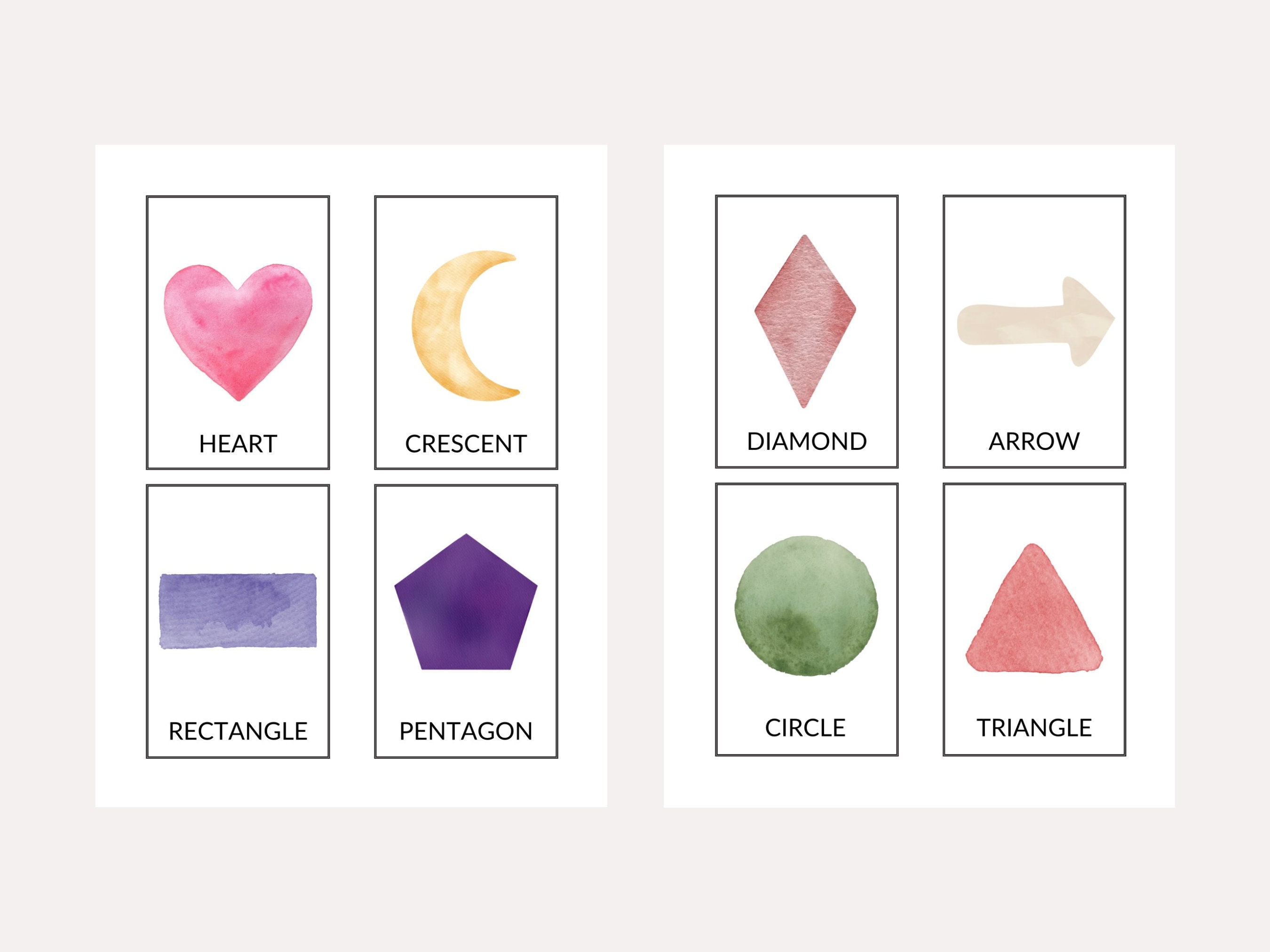 Shapes Flash Cards | Printable Educational Cards, Montessori Cards, Pre ...