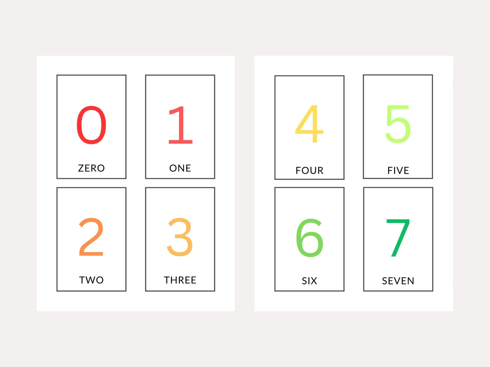Number Flash Cards | Printable Educational Cards, Montessori Cards, Pre ...