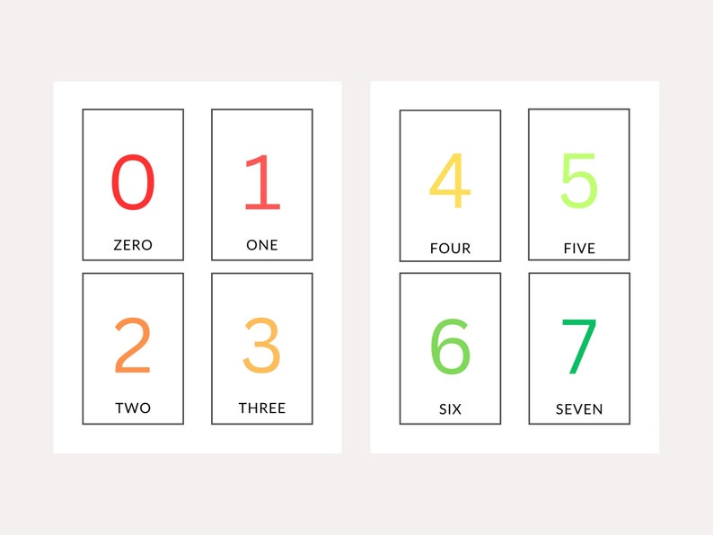 Number Flash Cards | Printable Educational Cards | DIGITAL DOWNLOAD - Etsy