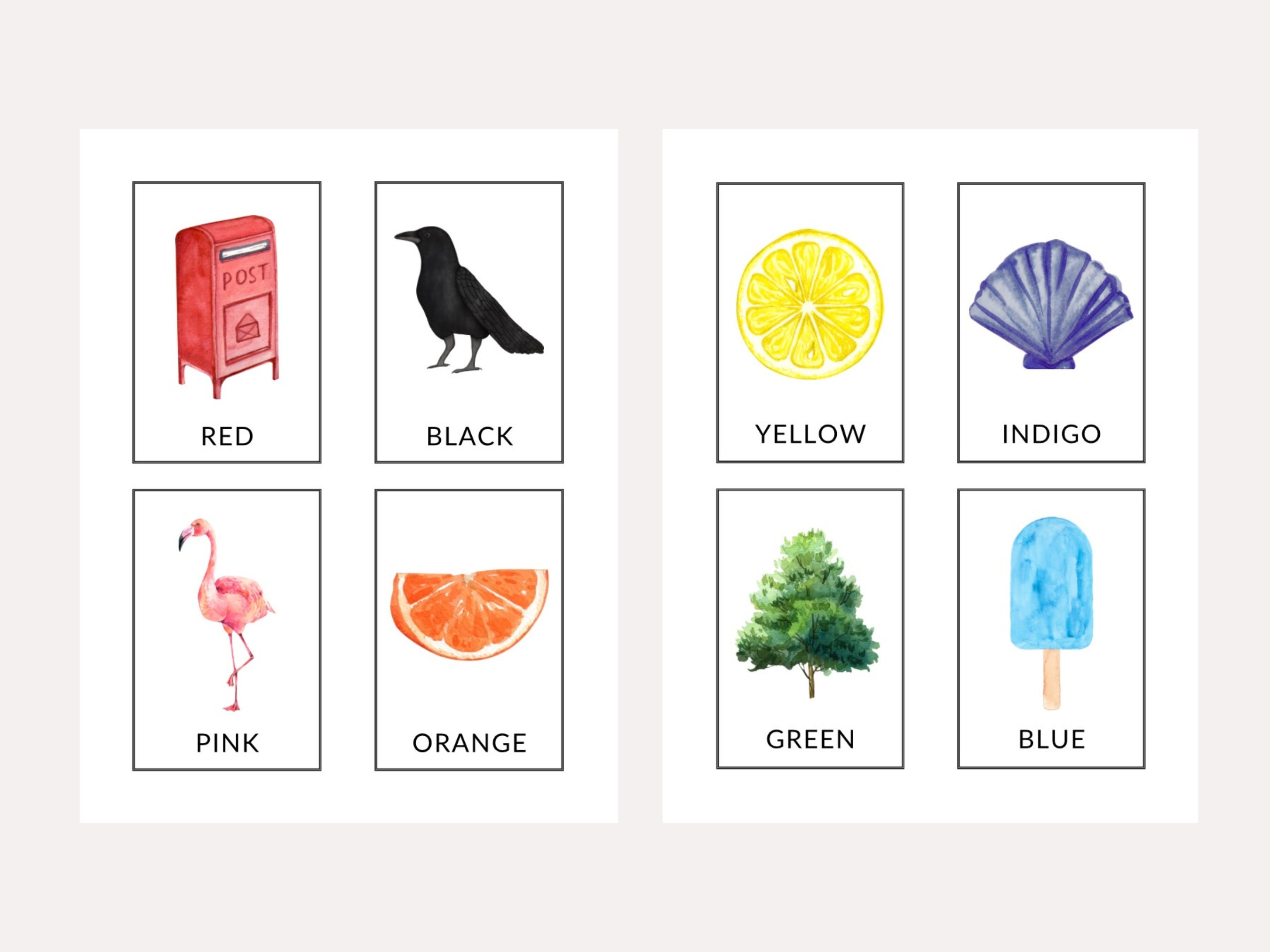 Color Flash Cards Printable Educational Cards, Montessori Cards, Pre ...