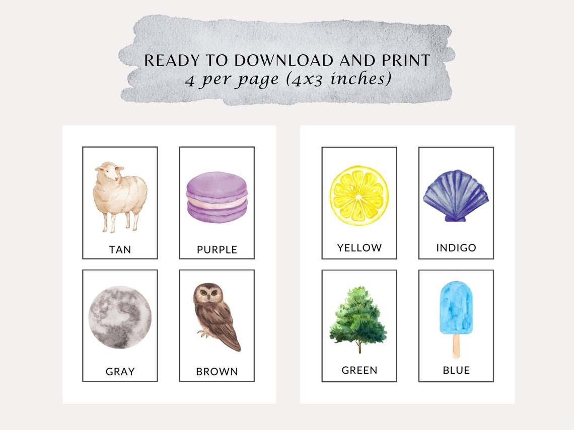 Color Flash Cards Printable Educational Cards, Montessori Cards, Pre ...