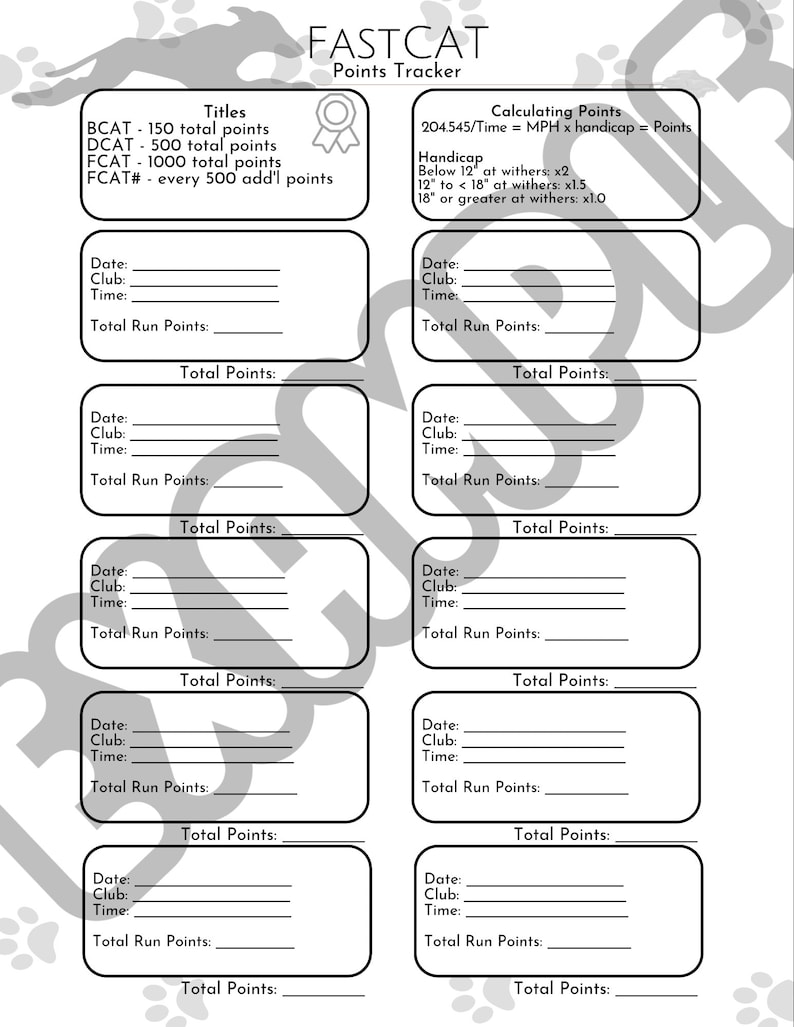 Dog Sports AKC Fastcat Digital Points Journal Title Tracker Lure ...