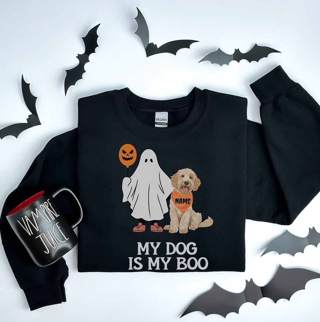 Custom Goldendoodle & Ghost Halloween Sweatshirt, Golden Doodle ...