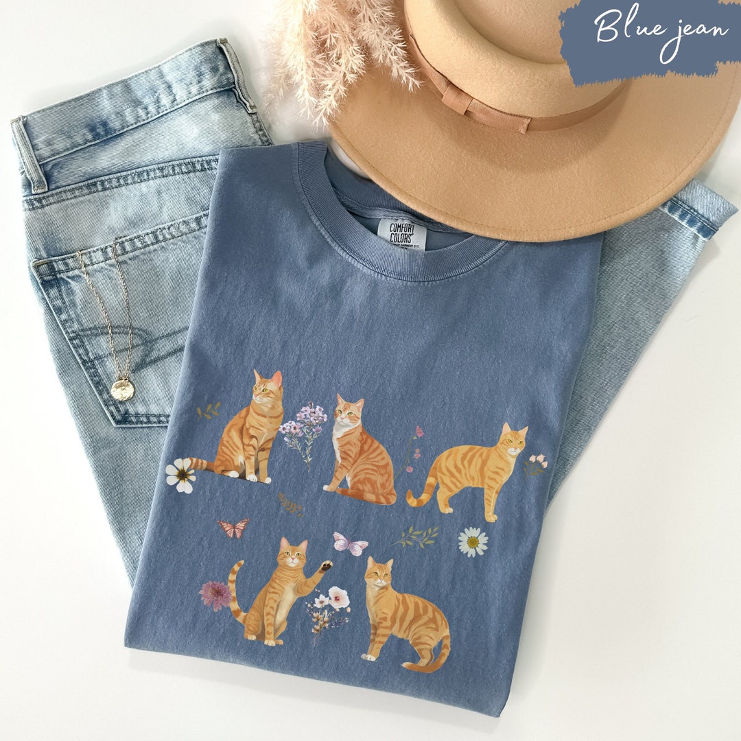 Orange Tabby Cat Cottagecore T Shirt, Tabby Cat Shirt, Tabby Cat, Tabby ...