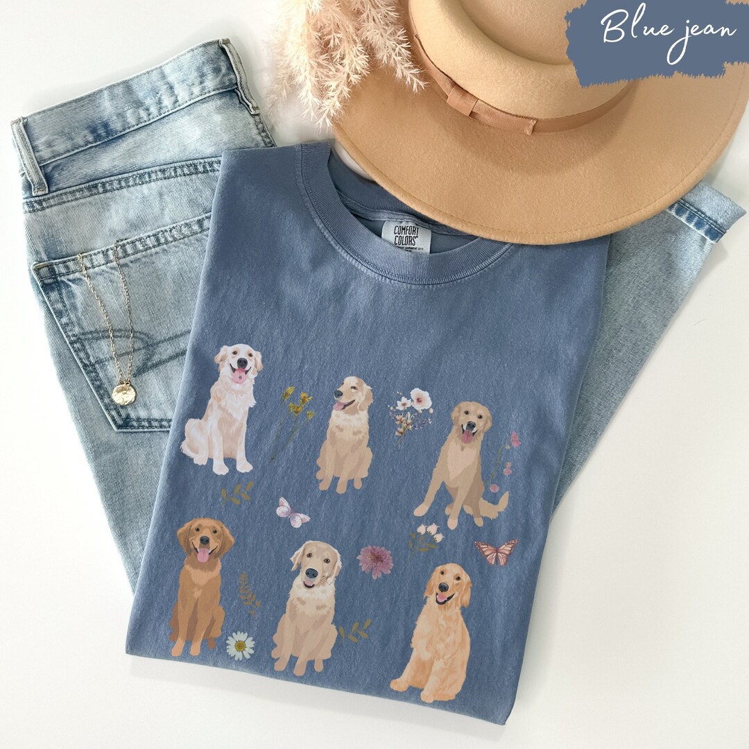 Golden Retriever Cottagecore T Shirt, Golden Retriever T Shirt, Golden Retriever Gifts, Golden ...