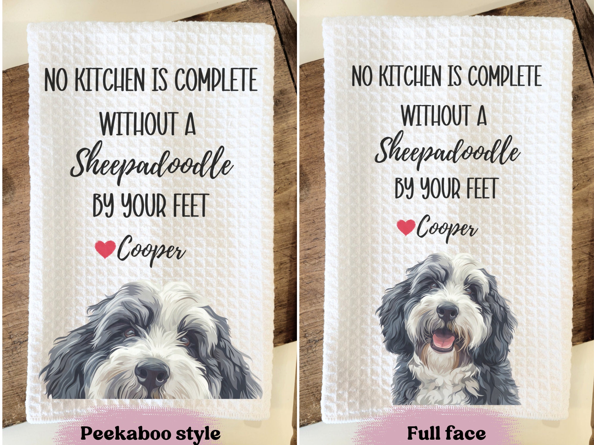 Custom Sheepadoodle Kitchen Towel Home Decor, Custom Dog Tea Towel ...