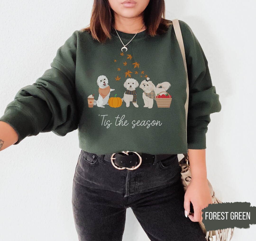 Maltese Fall Sweatshirt, Maltese Sweatshirt, Maltese Gifts, Maltese Dog ...