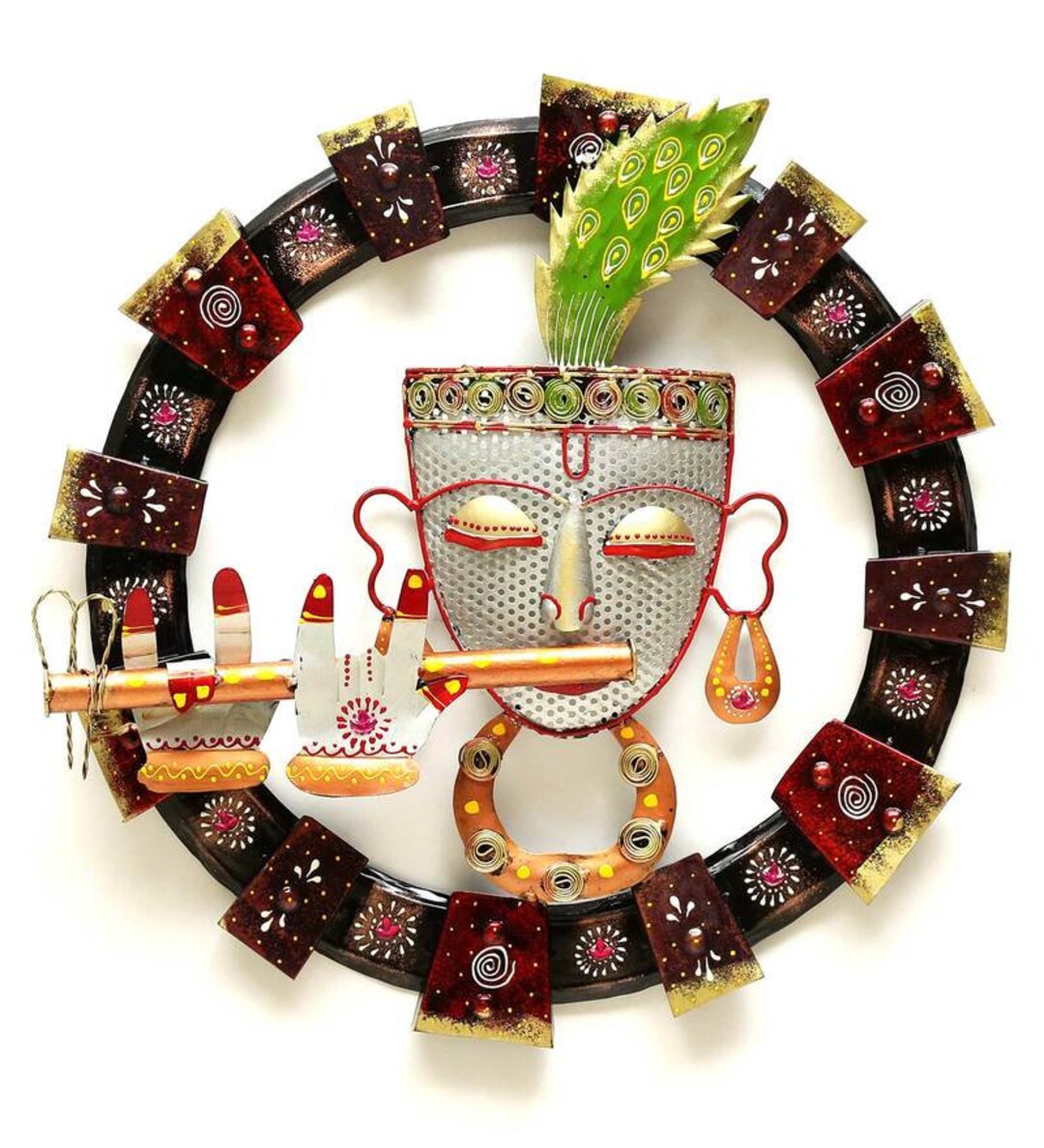 Shree Krishna With Flute Ring Wall Hanging Metal Wall Art - Etsy