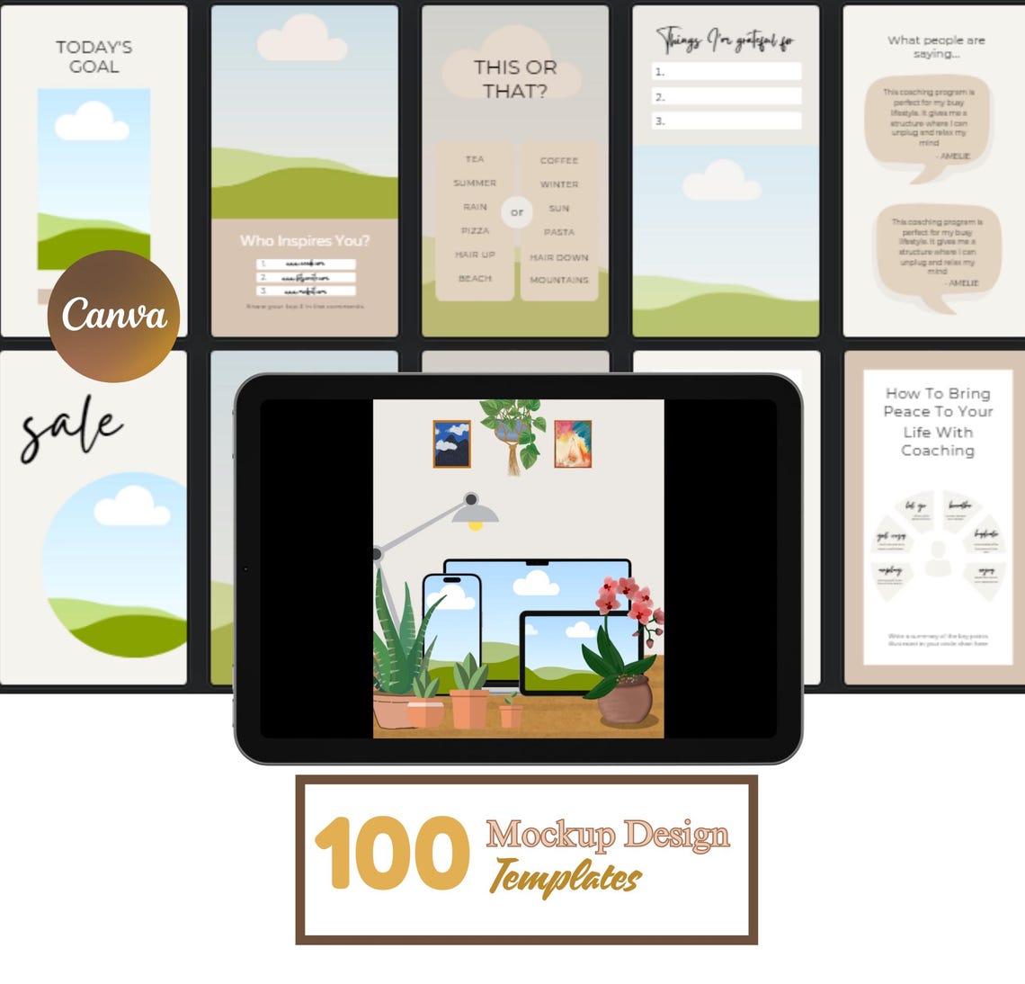 MRR Mockup Canva Template, 100 Mockup Digital Product, Coach Life ...