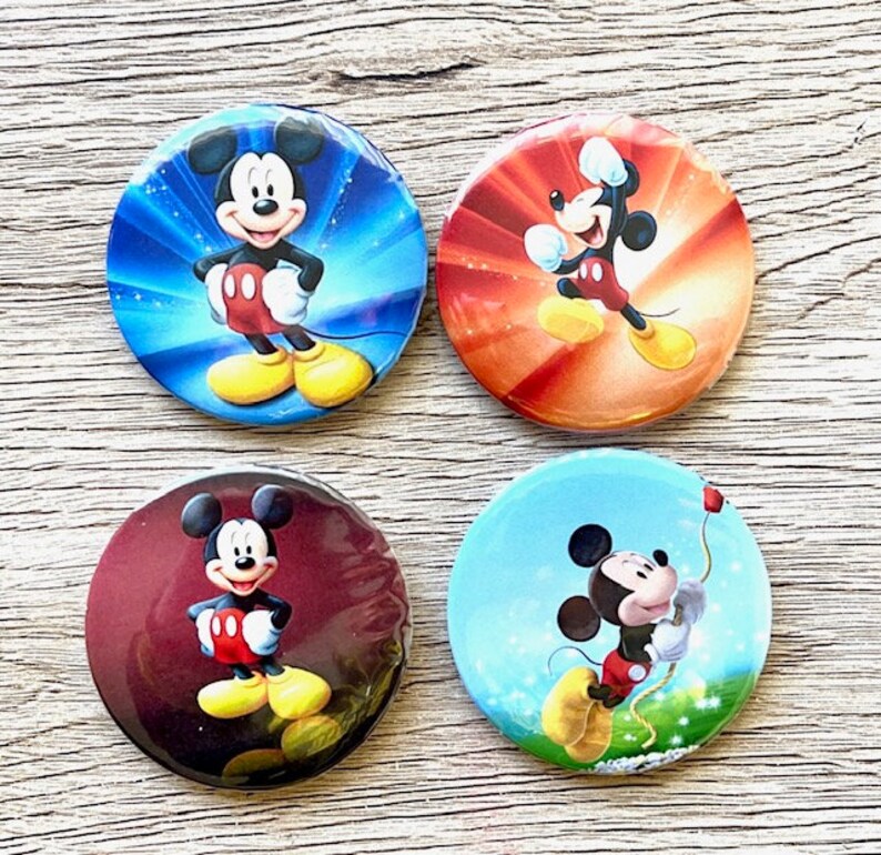MICKEY MOUSE Button Badges X 4 (5.8cm) - Etsy
