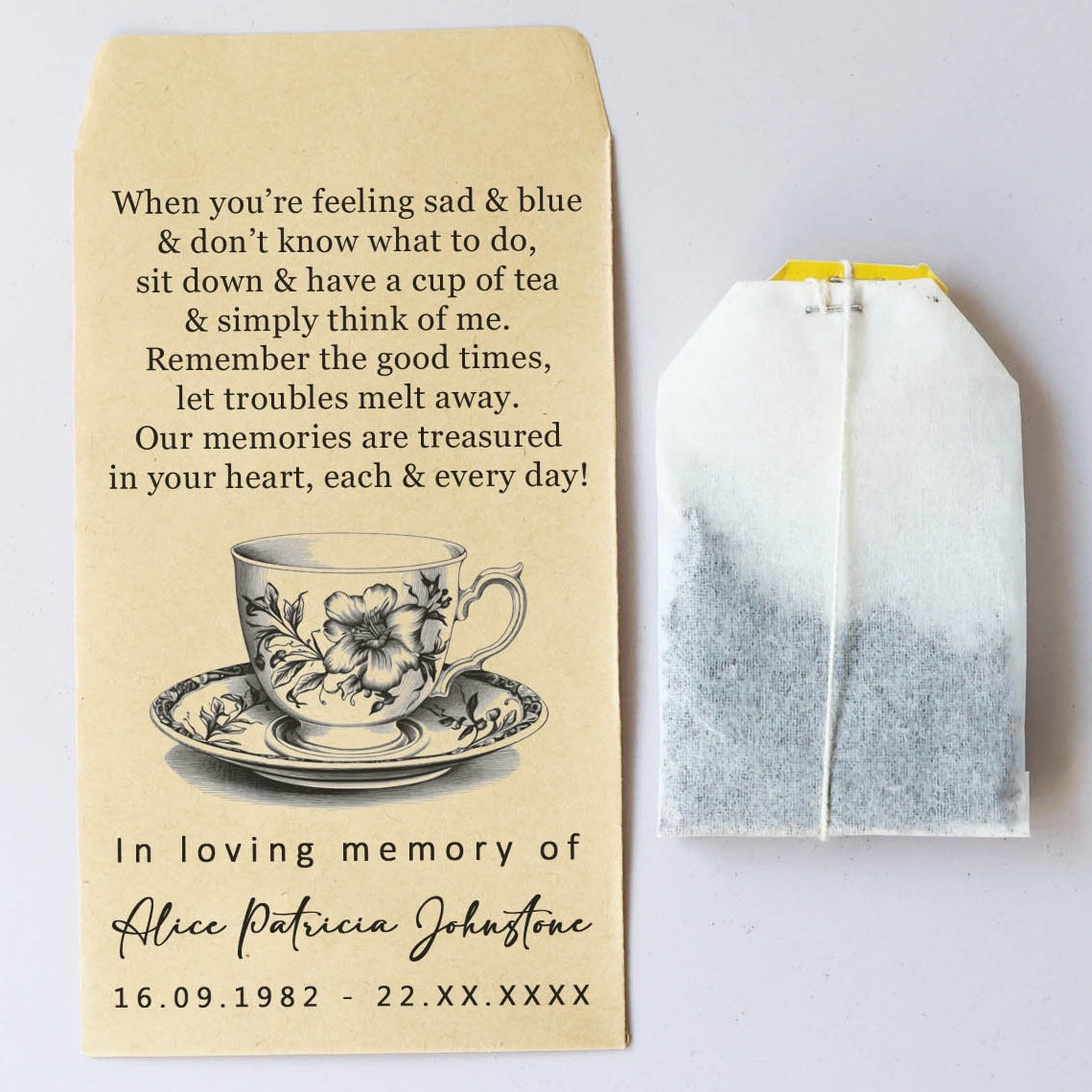 Custom Memorial Tea Packets: Funeral Favors, in Remembrance - Etsy