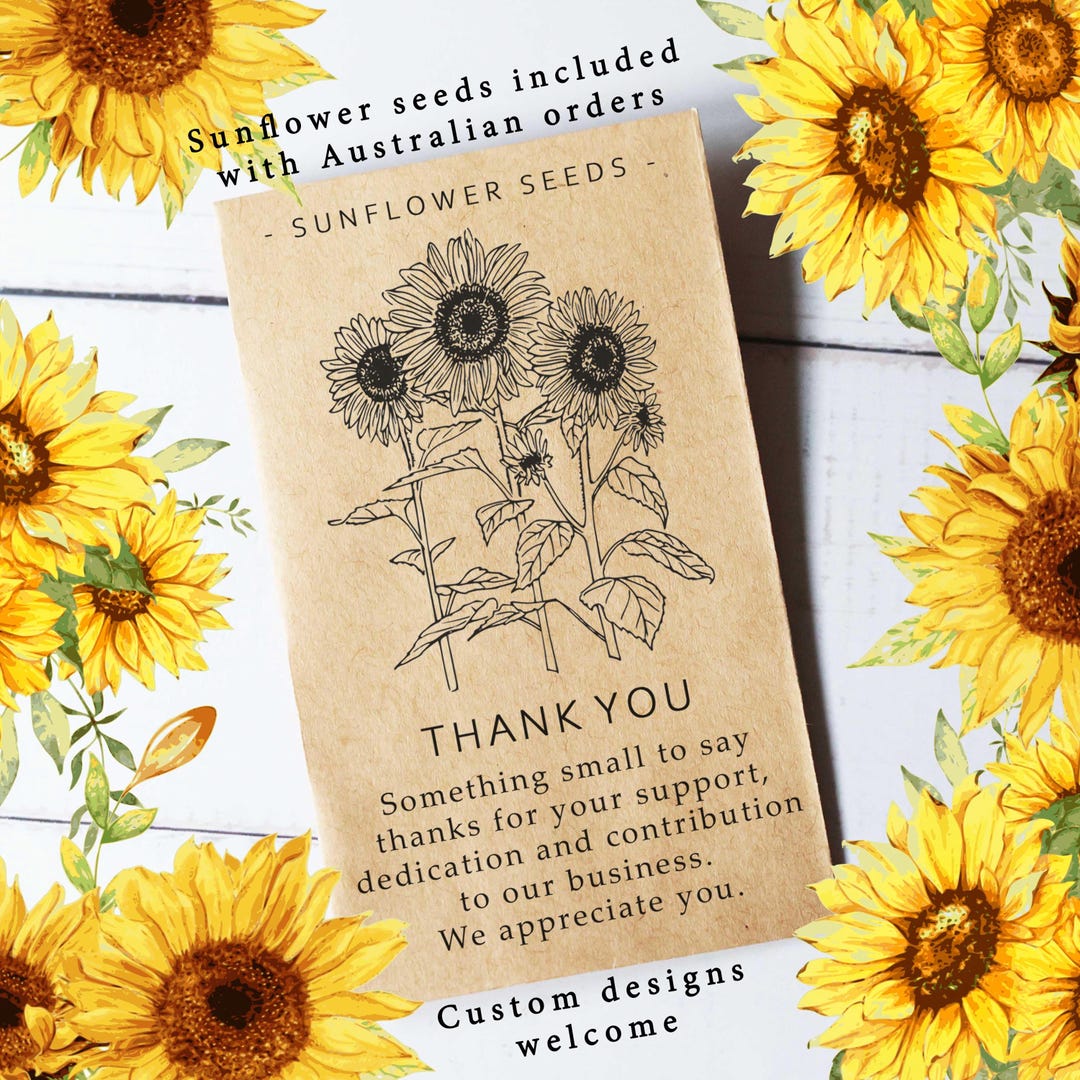 Personalized Sunflower Seed Packets: Gratitude Gift, Thank You Favor - Etsy