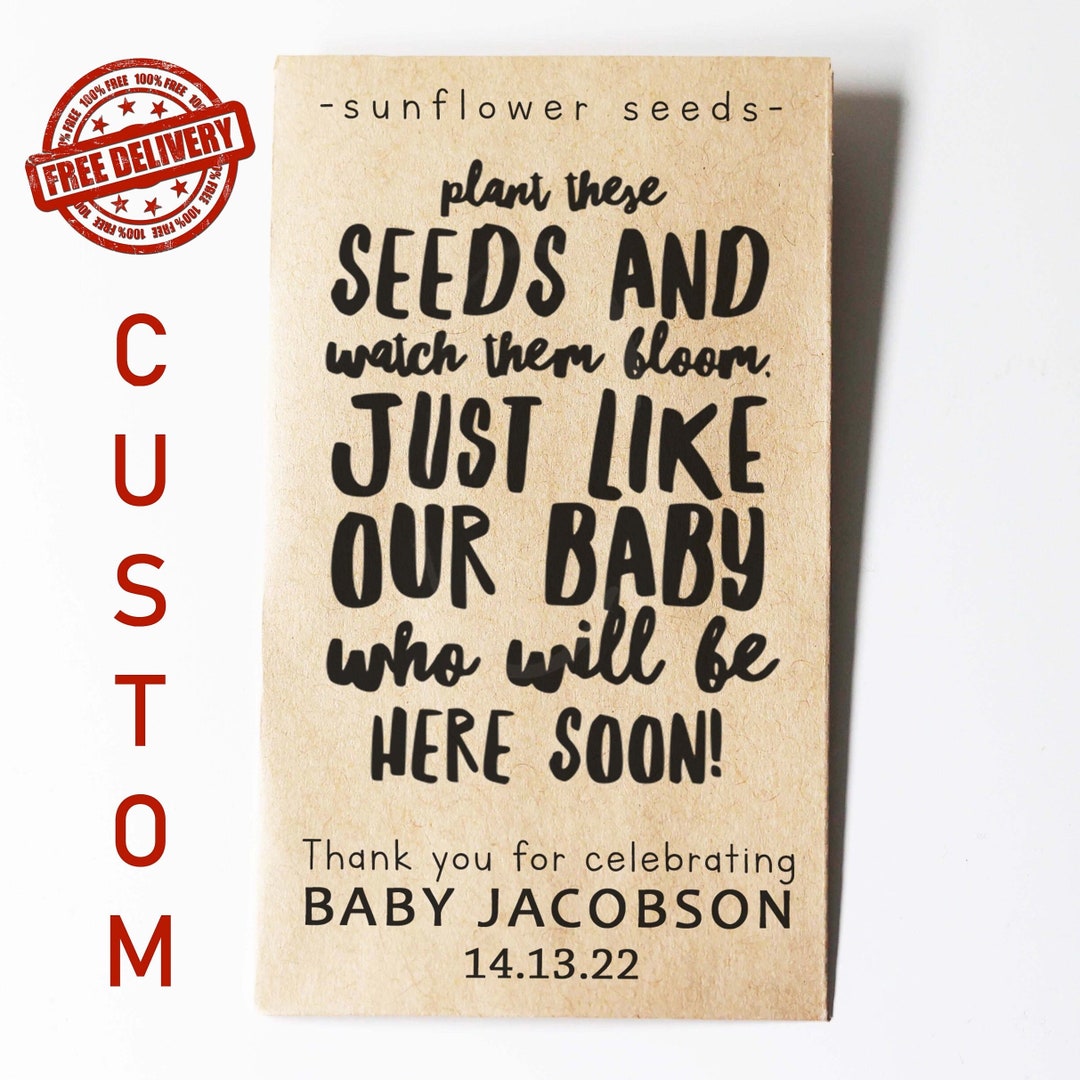 BABY SHOWER FAVOR, Baby Shower Seed Packets, Custom Seed Packets, Cute ...