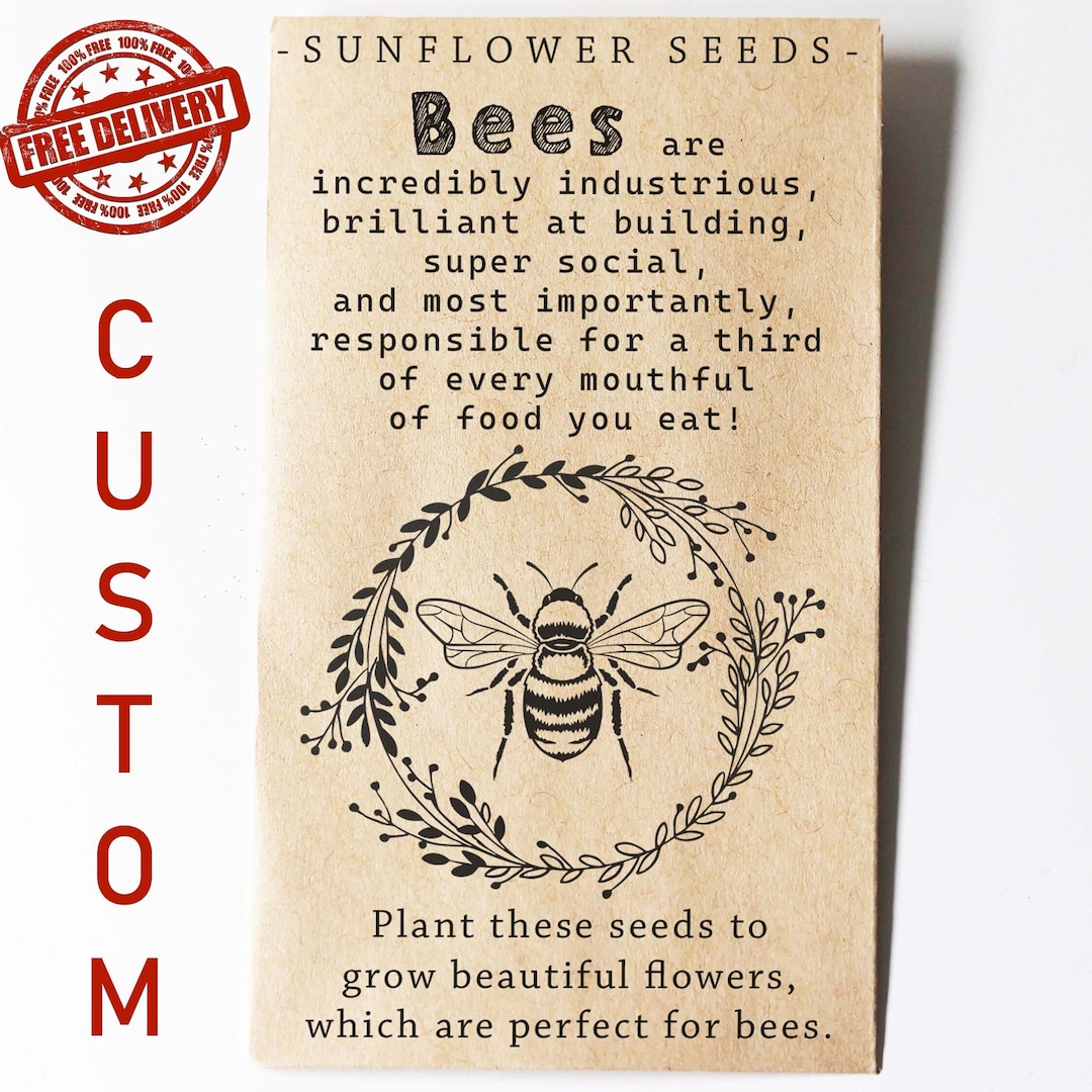 SEEDS FOR BEES, Bee Seed Packets, Custom Seed Packets, Thank You Favor ...