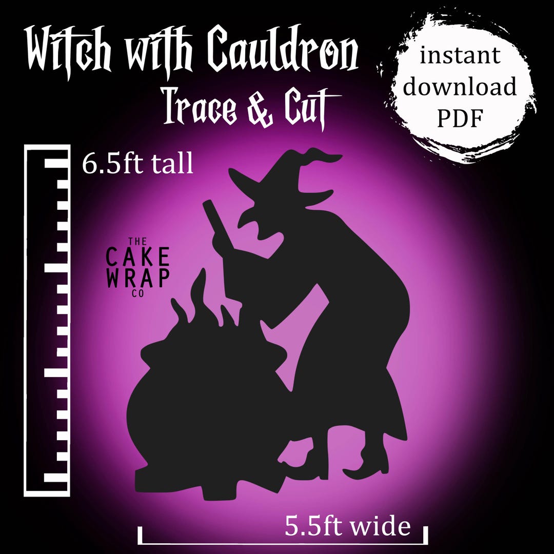 Trace to Cut Template, Witch With Cauldron, Printable Trace and Cut ...