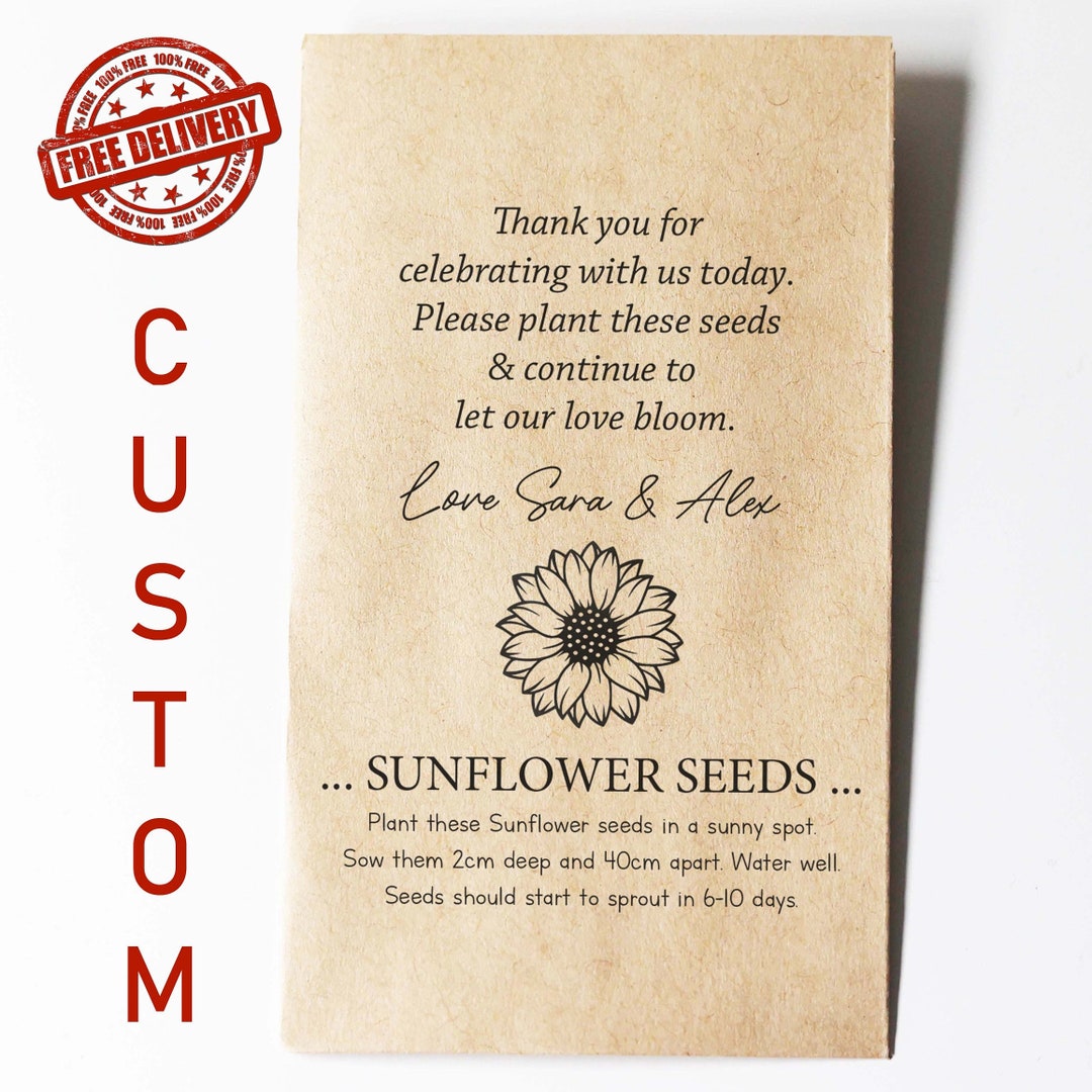 Sunflower Seed Packets, Wedding Seed Packets, Custom Seed Packets, Eco Packets, Thank You Favor ...