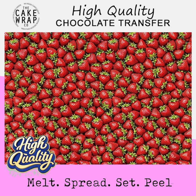 Chocolate Transfer Sheet: Strawberry Edible Design for Chocolate A4 ...