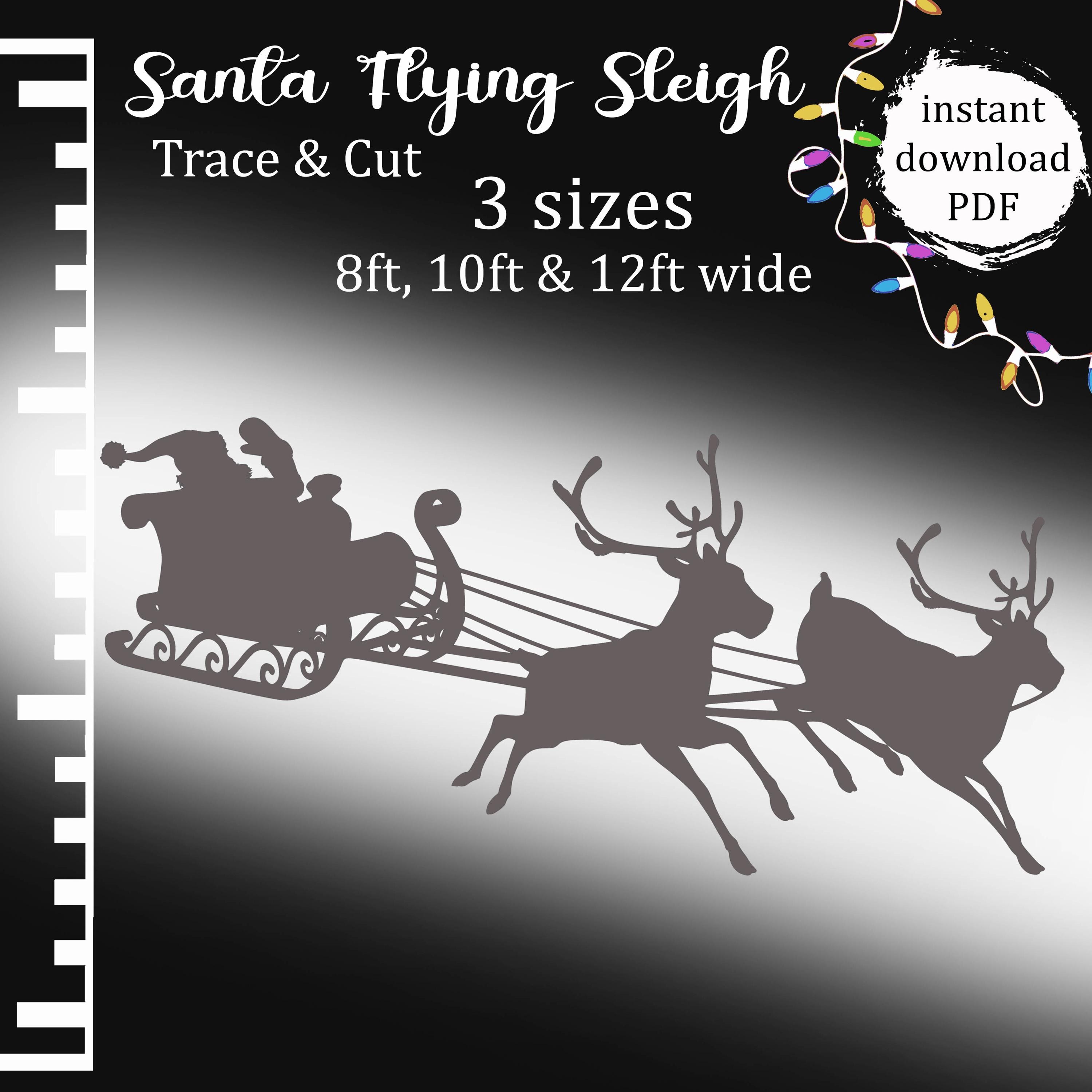 Santa Sleigh Trace and Cut Template, Christmas Silhouette Decor (PDF ...